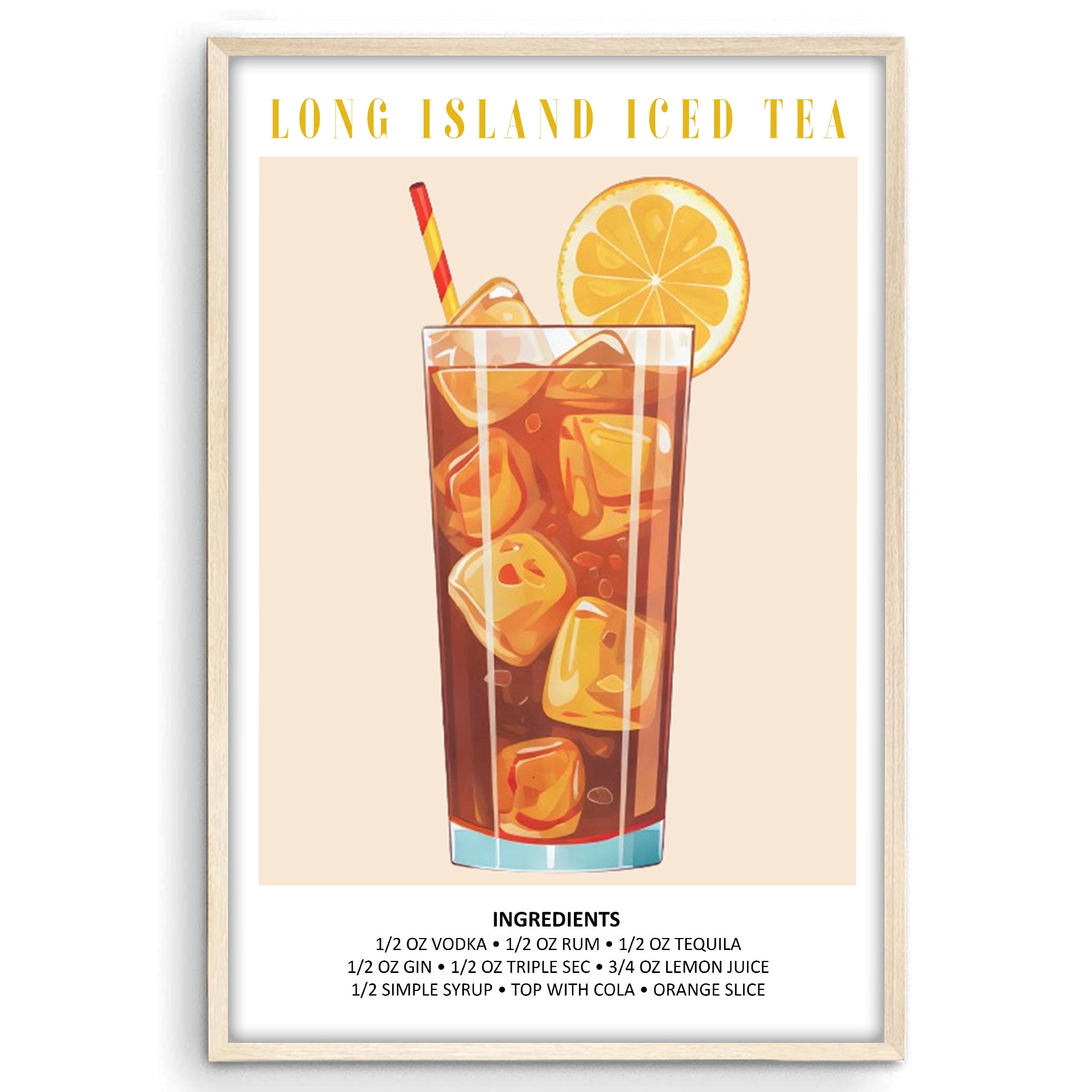 Eastern Print Long Island Iced Tea Cocktail Poster Art, Bar Cart Liquor ...