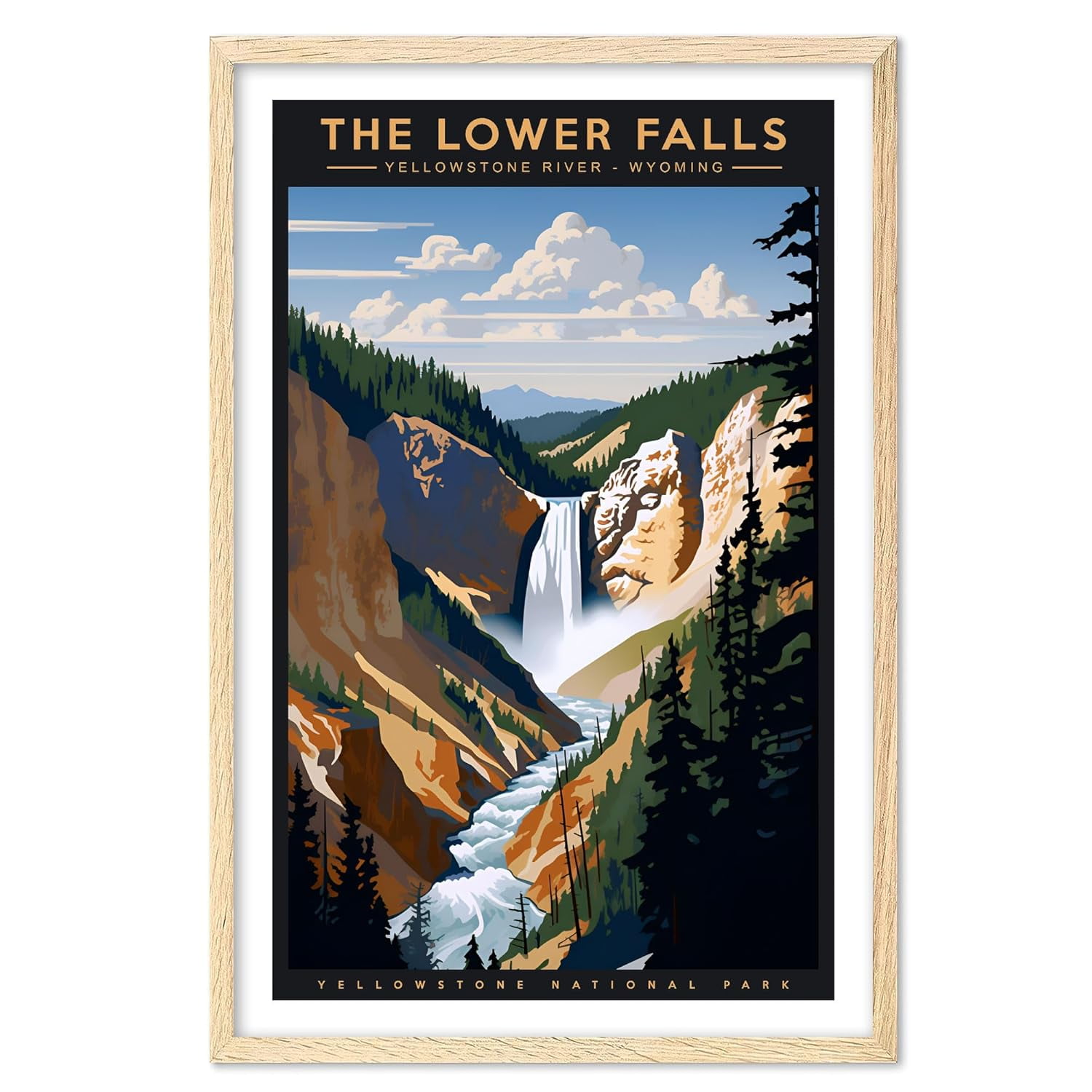 Eastern Print Lower Falls Poster, Yellowstone National Park Poster ...
