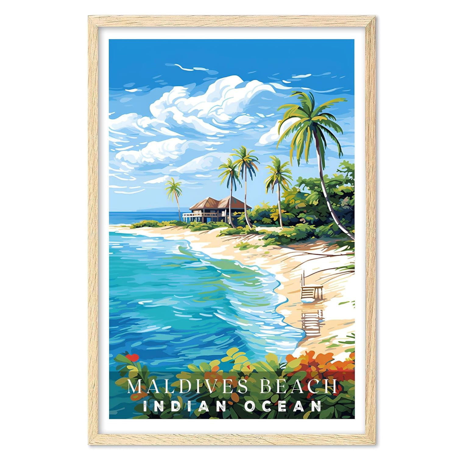 Eastern Print Maldives Beach Poster, Beautiful Beach Prints, Vintage ...