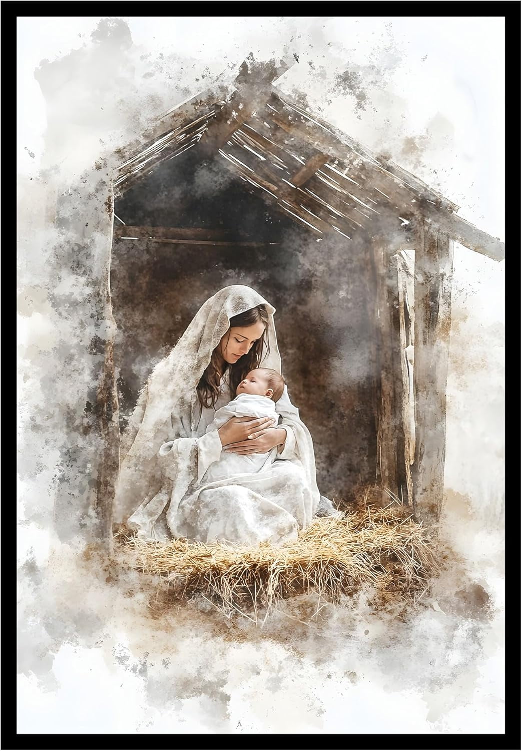 Eastern Print Mary Holding Baby Jesus, Nativity Scene Birth Of Jesus ...