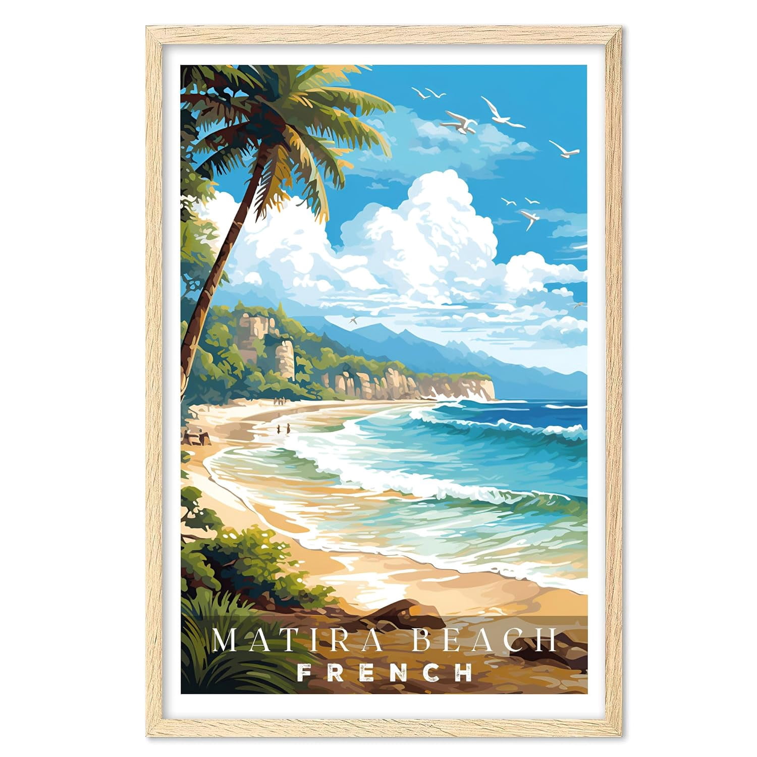 Eastern Print Matira Beach Poster, Beautiful Beach Prints, Vintage ...