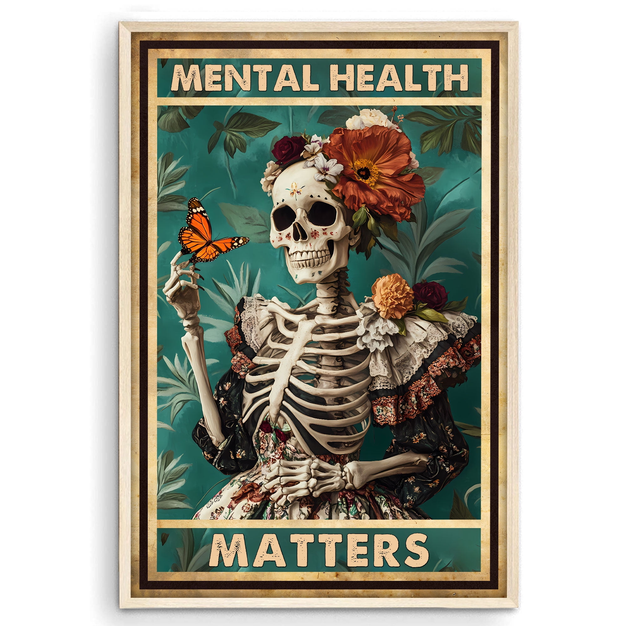 Eastern Print Mental Health Matters Art Prints, Green Skeleton Poster ...