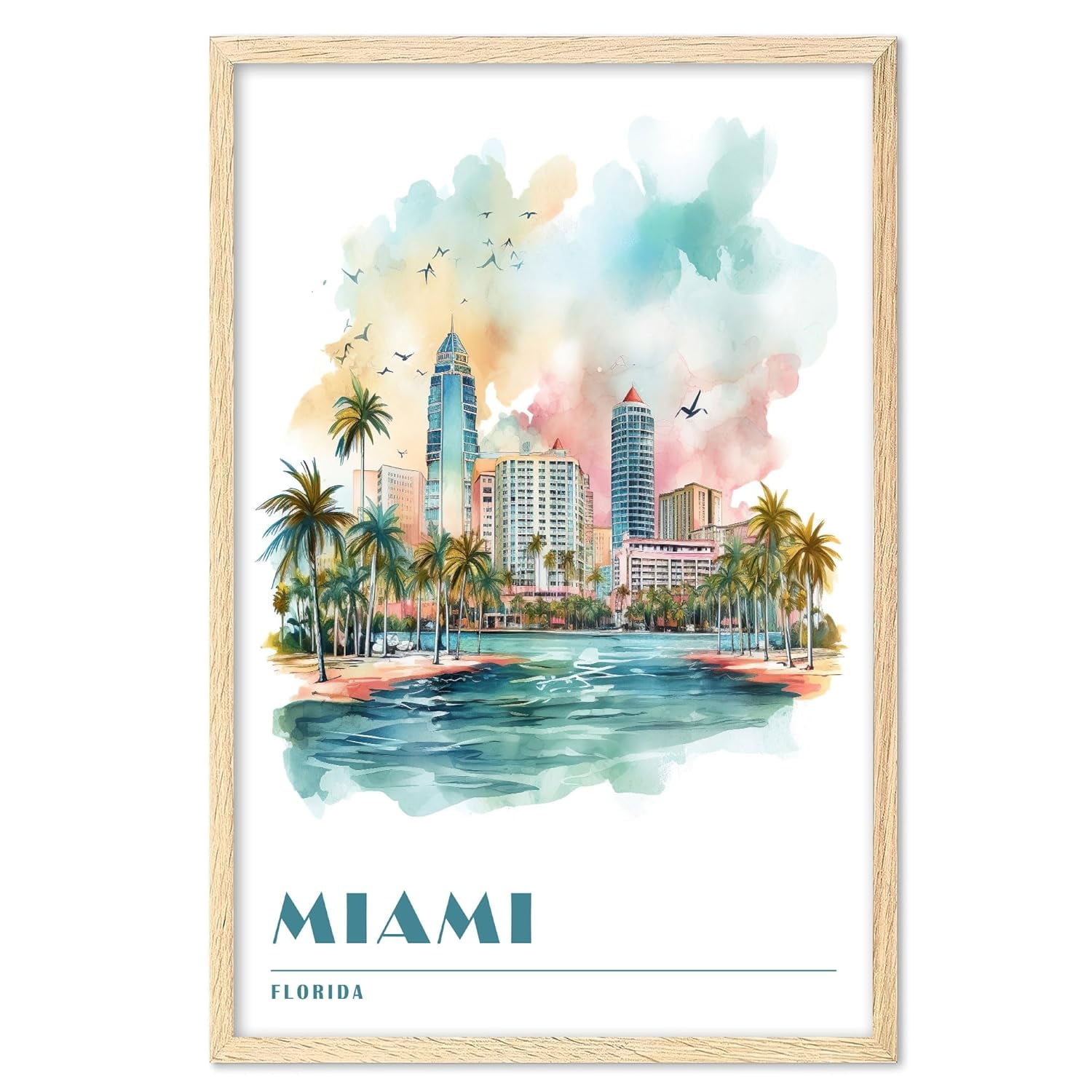 Eastern Print Miami Wall Art, States Landscape Wall Art Decor, Florida ...