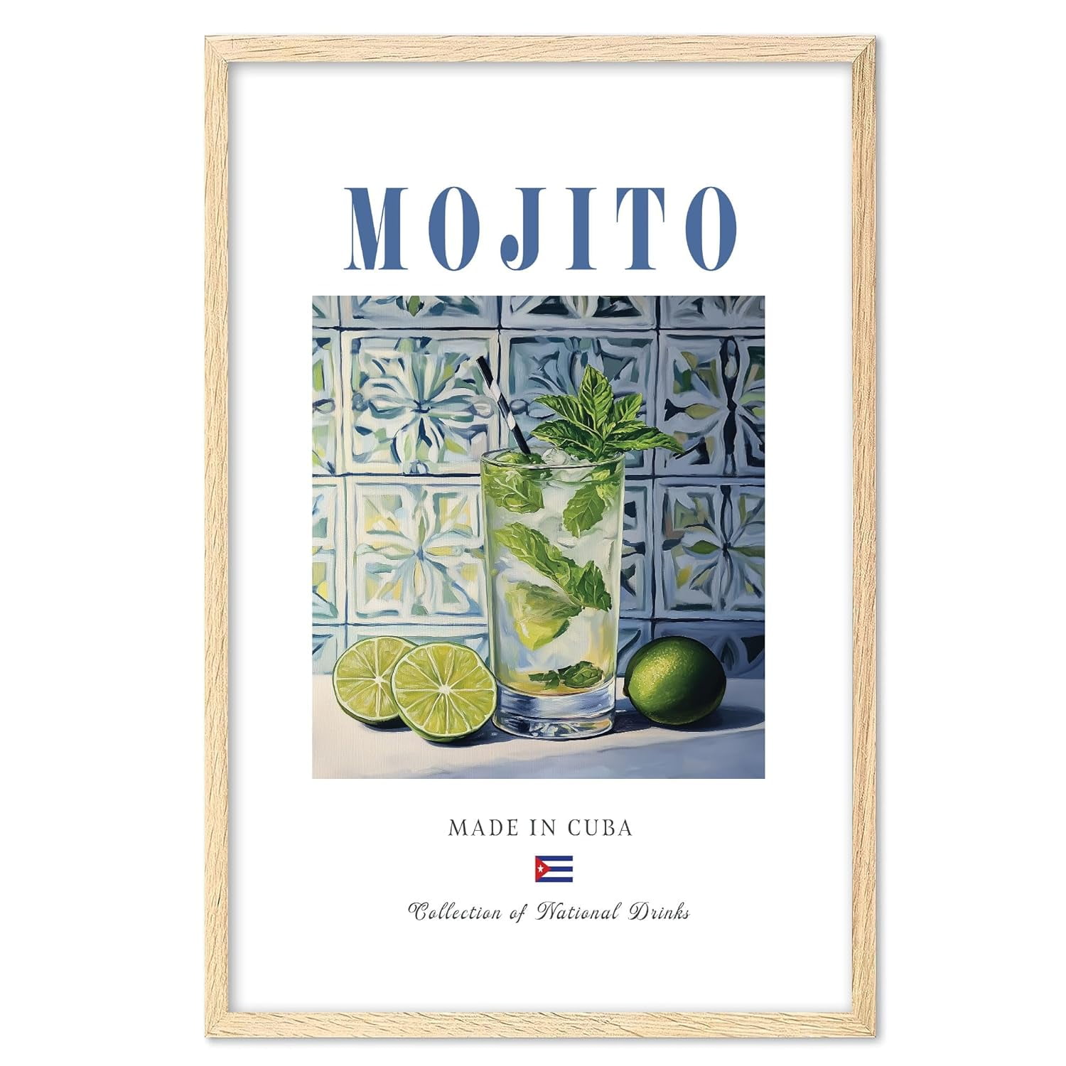 Eastern Print Mojito In Tile Art Print, Cocktail Drink Posters, Cuba Wall Art, Beverages Wall ...
