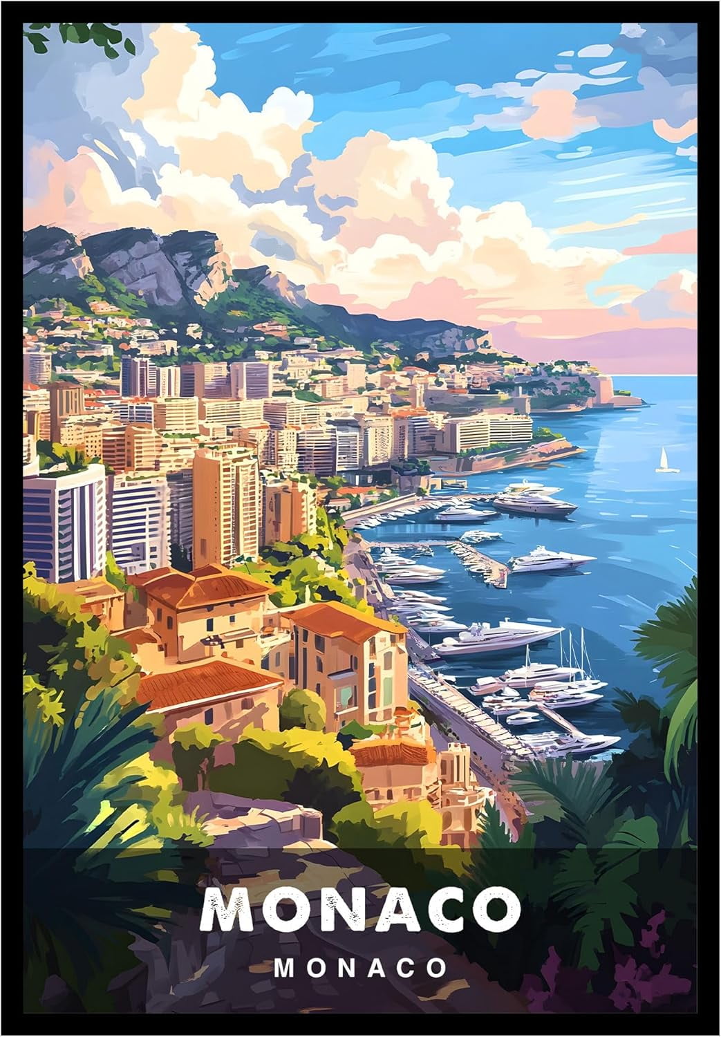 Eastern Print Monaco Poster, Monaco Poster, Monaco Wall Art, Vintage ...