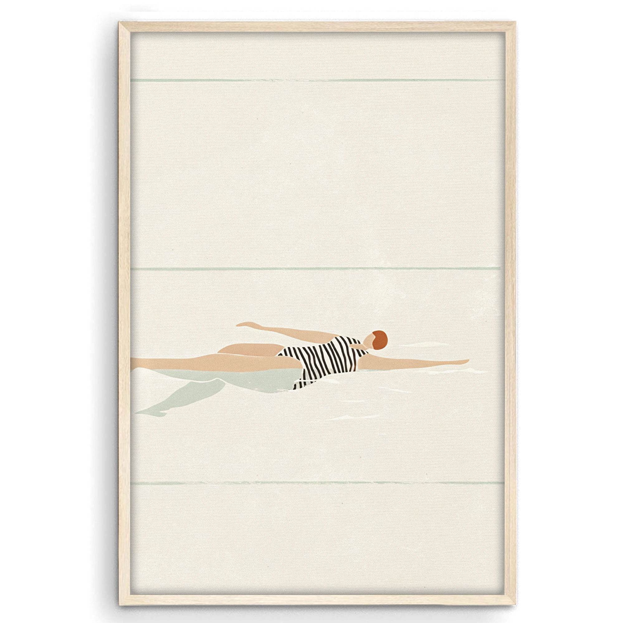 Eastern Print Morning Swim Poster - Minimalist Blue Pool Wall Art for ...
