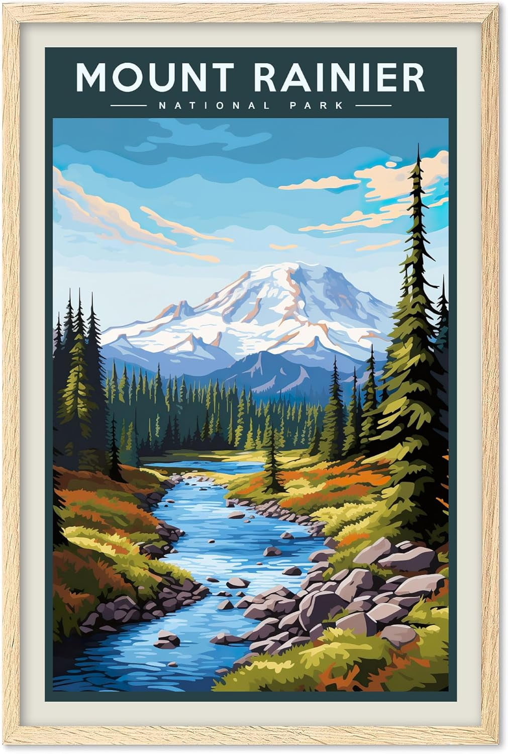 Eastern Print Mount Rainier National Park Poster, Vintage Travel Poster ...