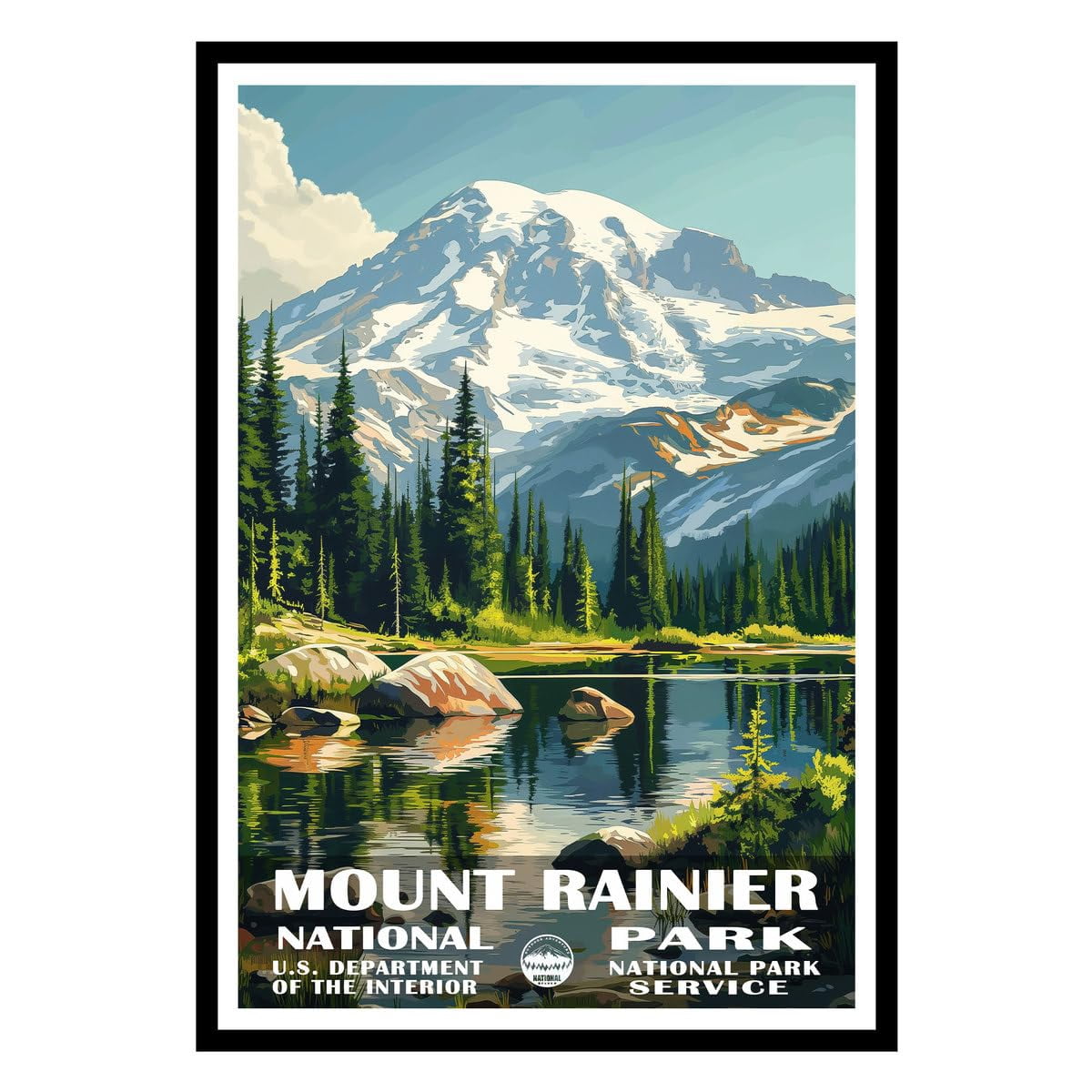Eastern Print Mount Rainier Poster, Mount Rainier National Park Poster ...