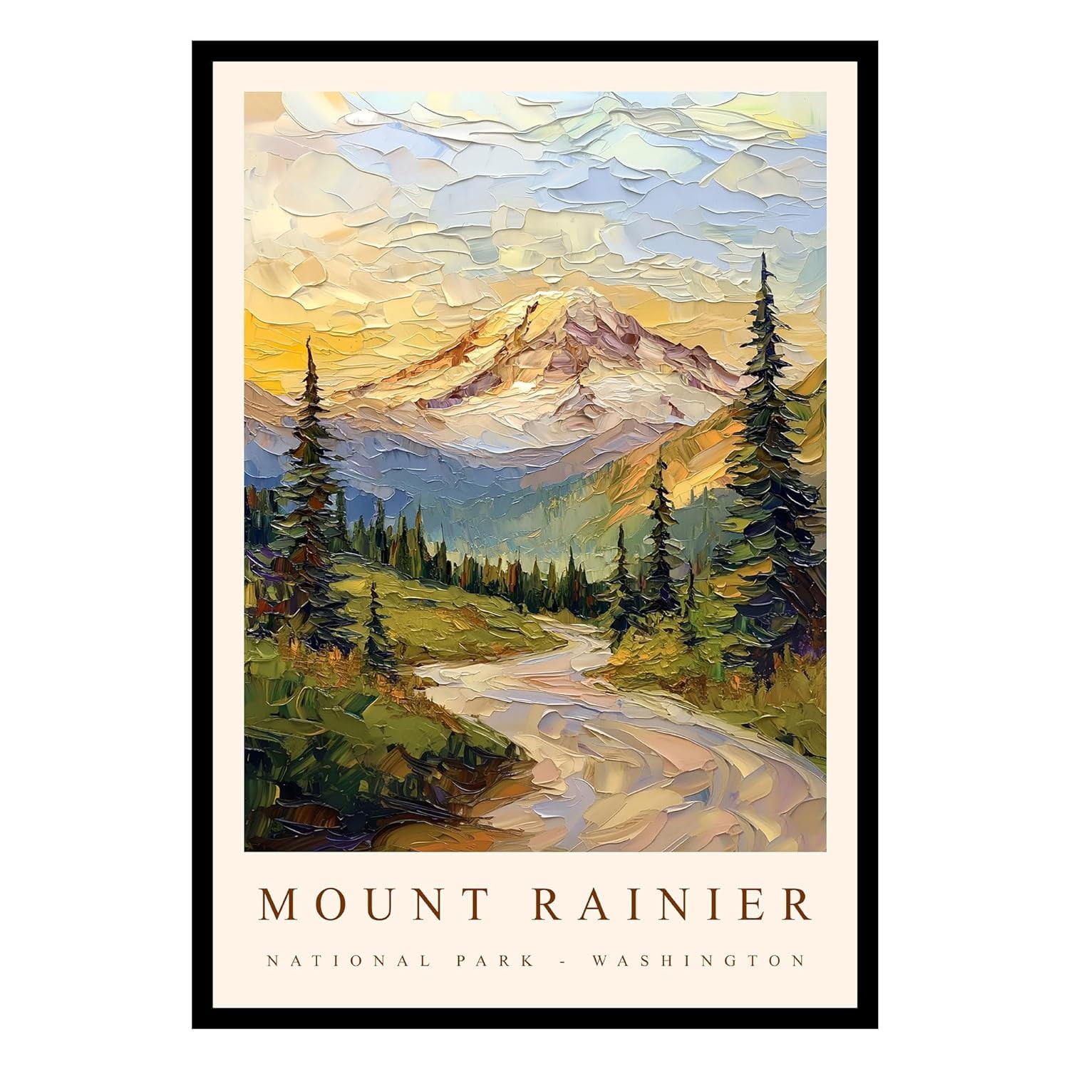 Eastern Print Mount Rainier Poster, Mount Rainier National Parks Poster ...