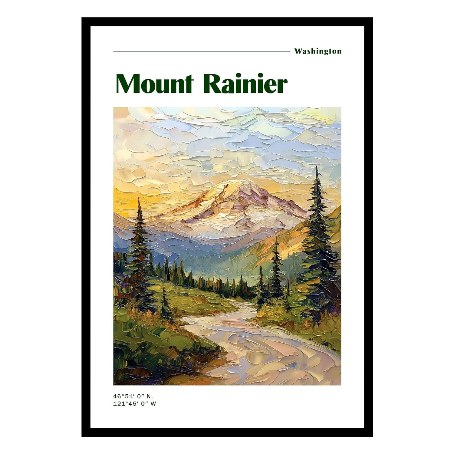 Eastern Print Mount Rainier Poster, Mount Rainier National Parks Poster ...