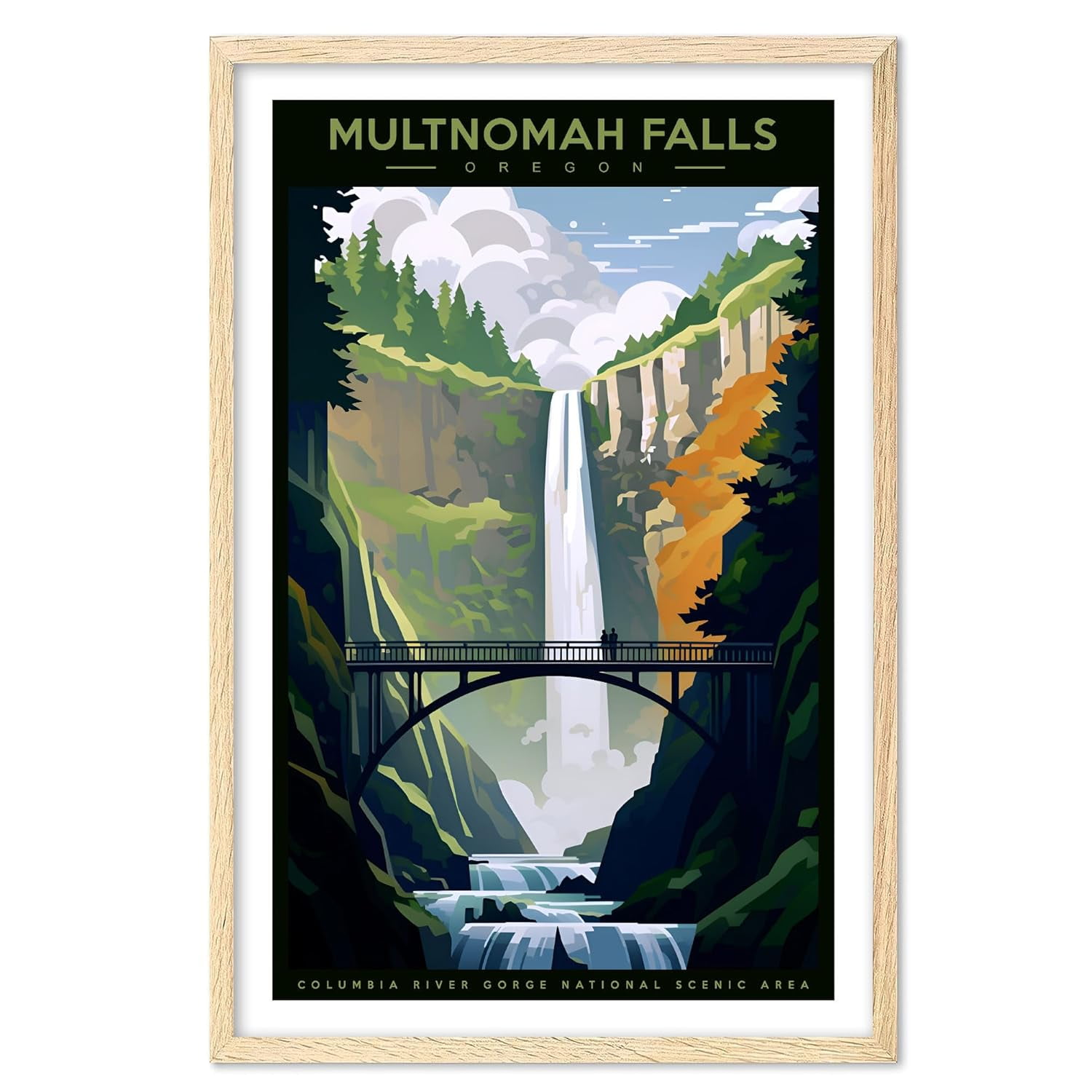 Eastern Print Multnomah Falls Poster, Columbia River Gorge National ...