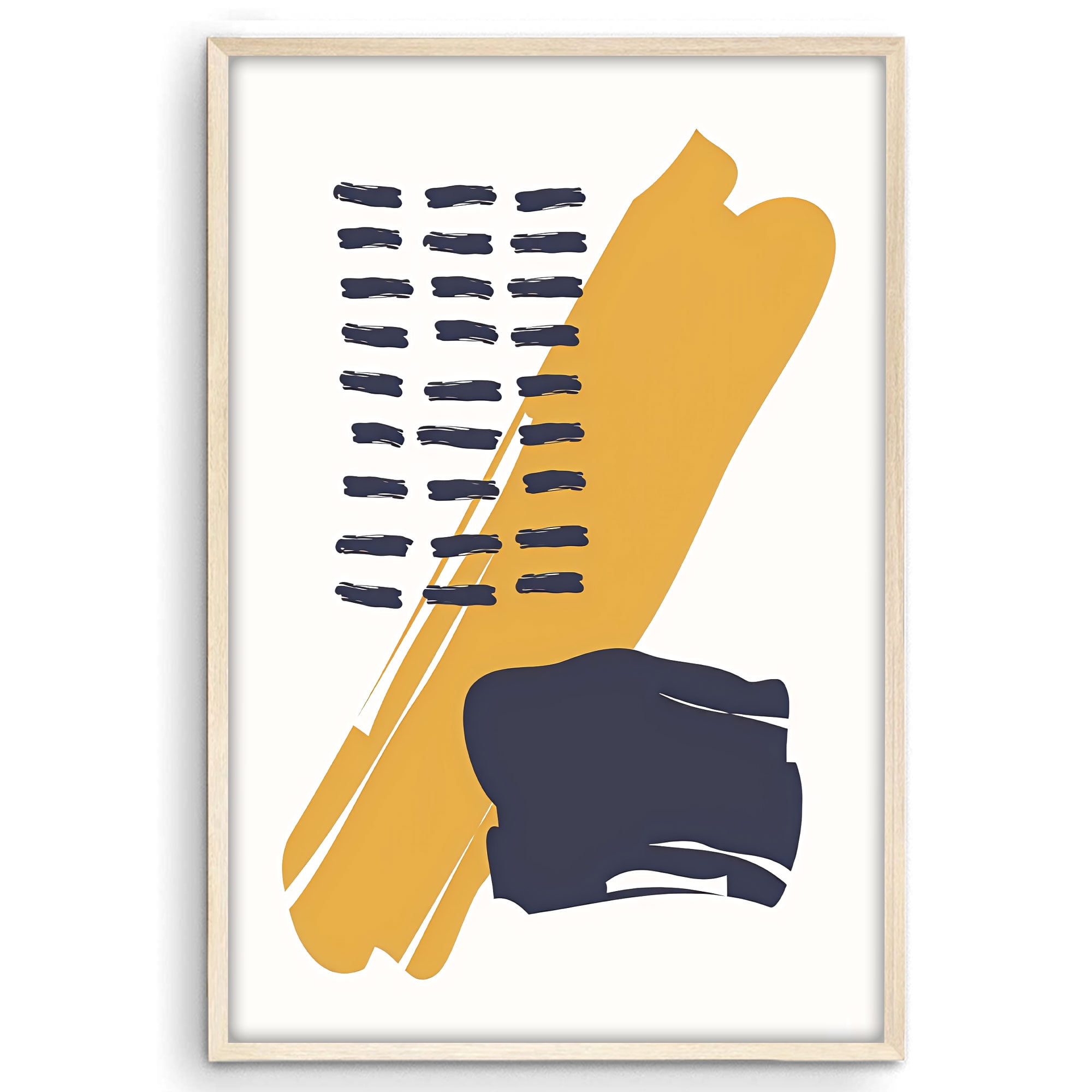 Eastern Print Mustard Abstract Brush Poster - Mid-Century Modern ...