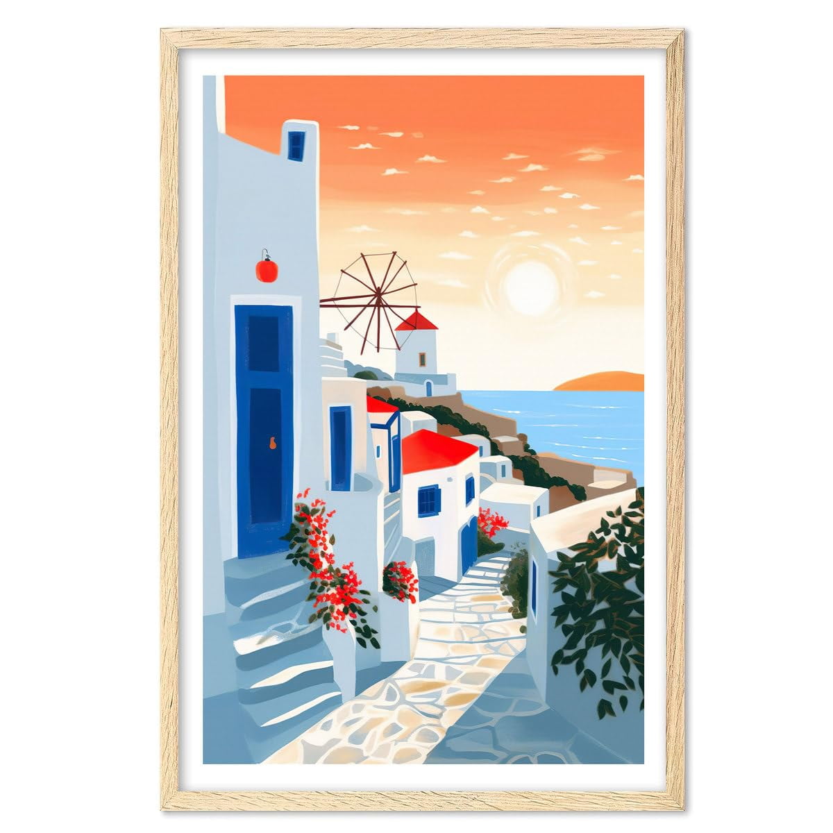 Eastern Print Mykonos Poster, Greece Wall Art, Greek Art, Vintage ...