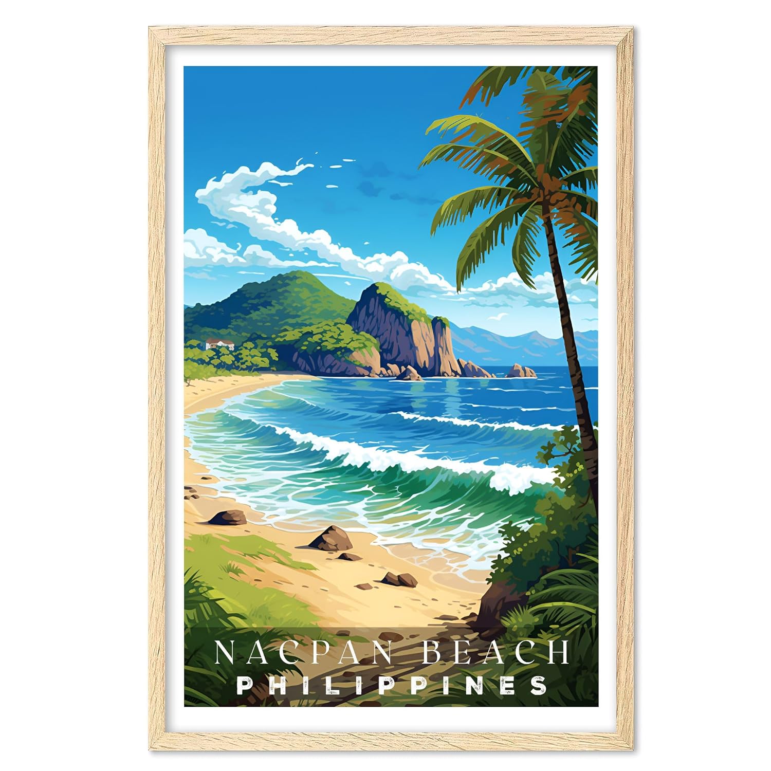 Eastern Print Nacpan Beach Poster, Beautiful Beach Prints, Vintage ...