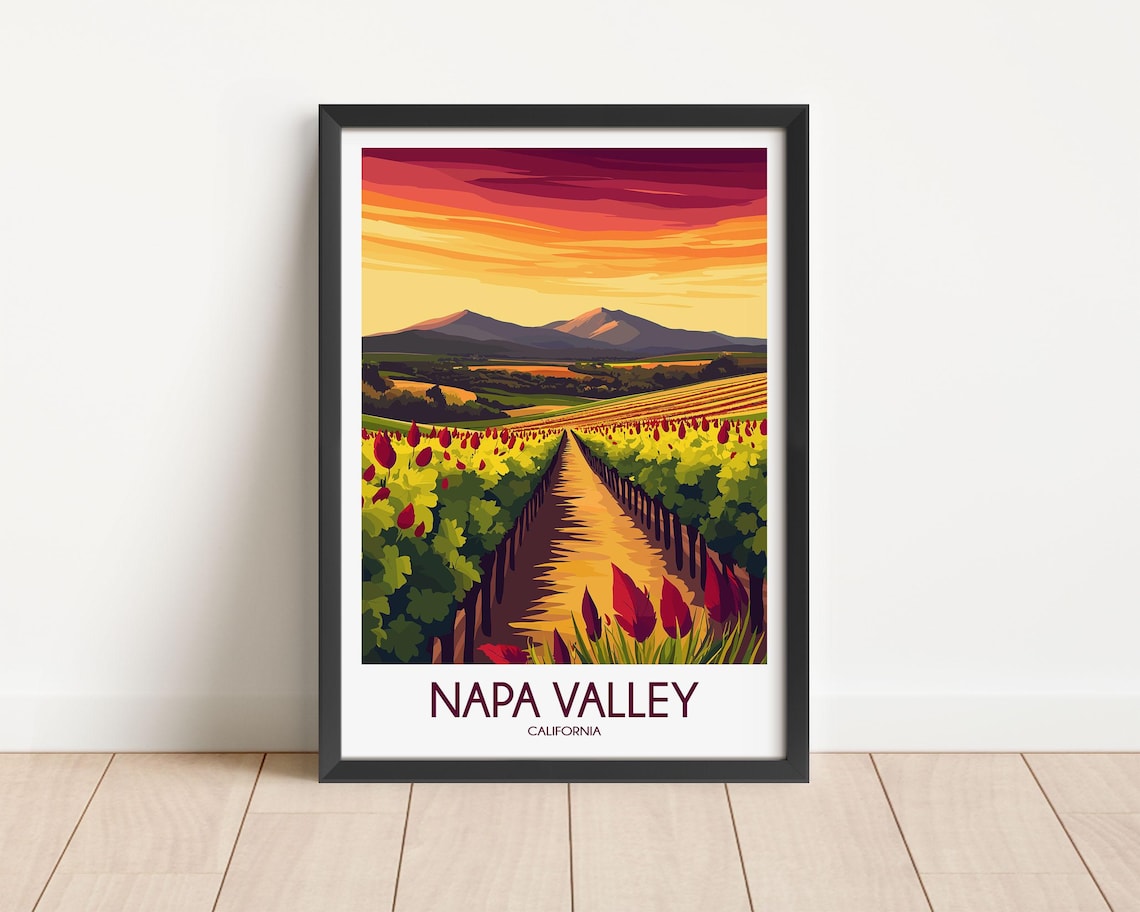 Eastern Print Napa Valley Travel Poster California Scenic Vineyard Wall ...