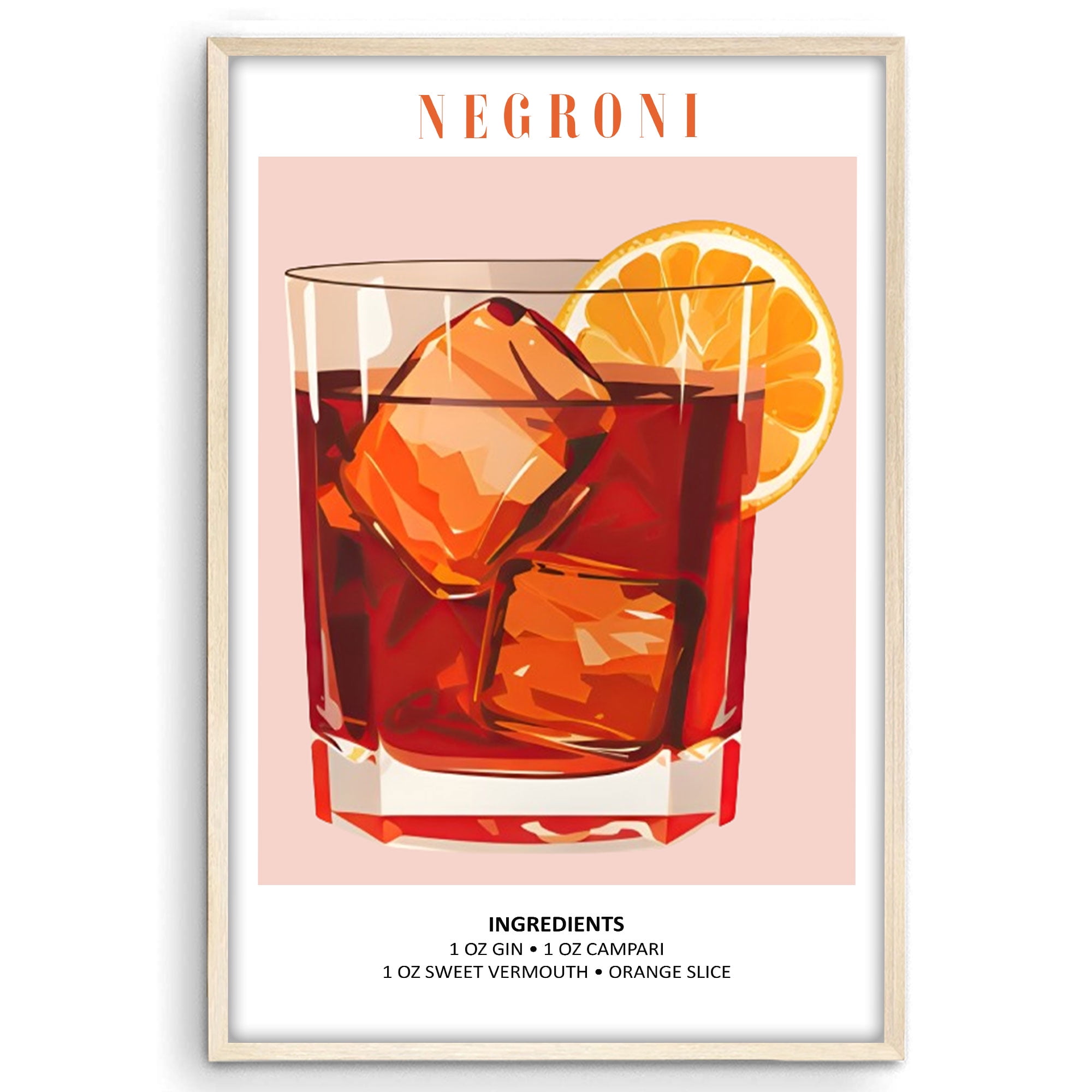 Eastern Print Negroni Cocktail Poster Art, Bar Cart Liquor Poster, Bar ...