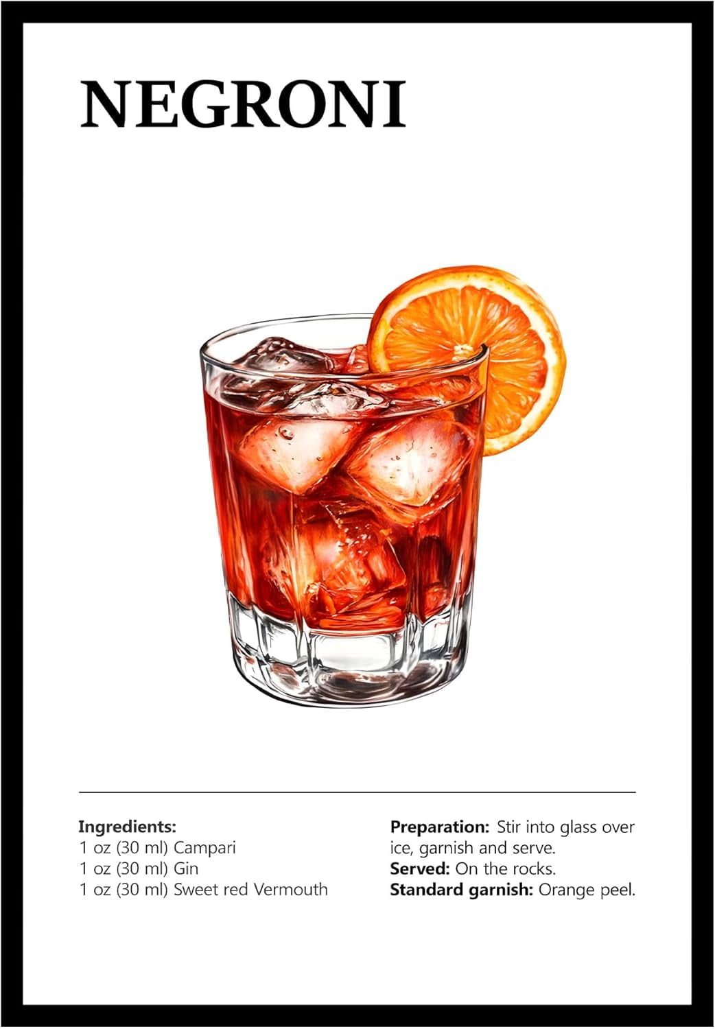 Eastern Print Negroni Wall Art, Colorful Cocktail Wall Art, Bar Trolley ...