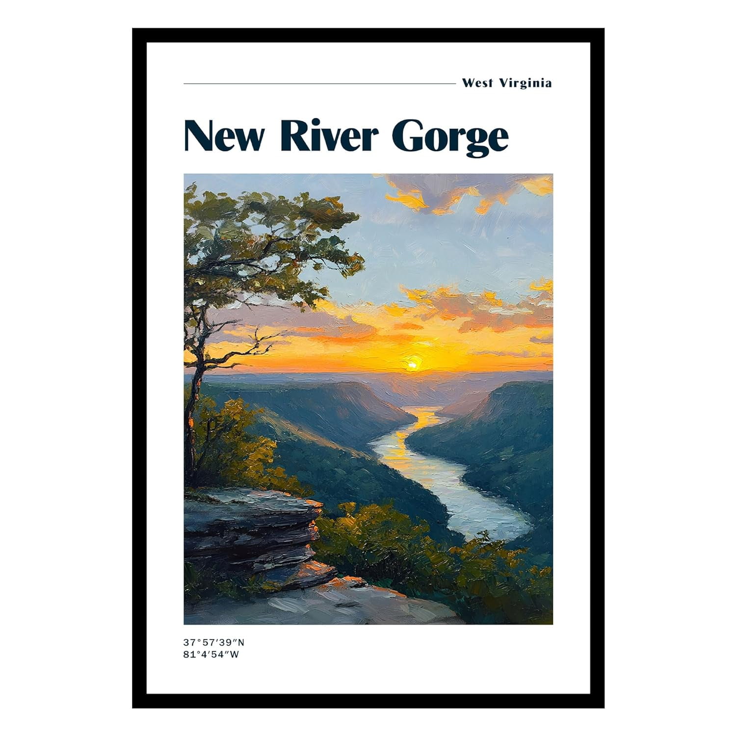 Eastern Print New River Gorge Poster, New River Gorge National Parks ...