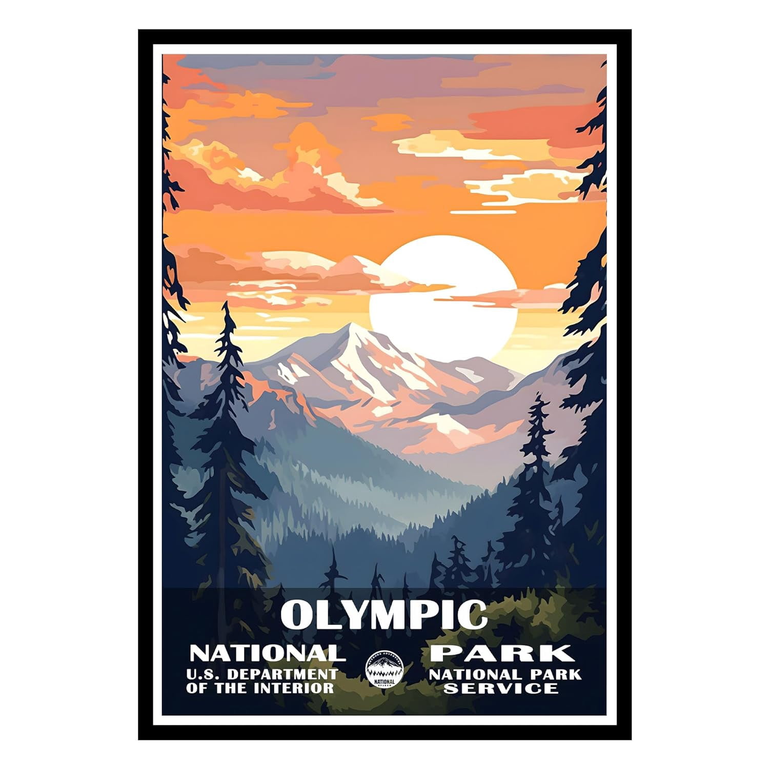 Eastern Print Olympic National Park Painting, National Park Wall Art ...