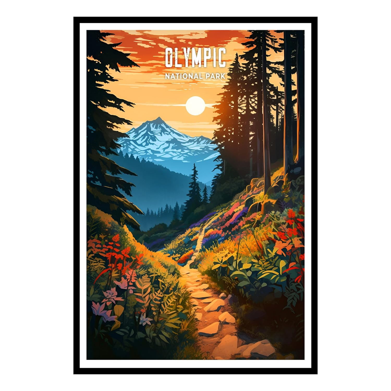 Eastern Print Olympic National Park Poster, National Park Wall Art ...