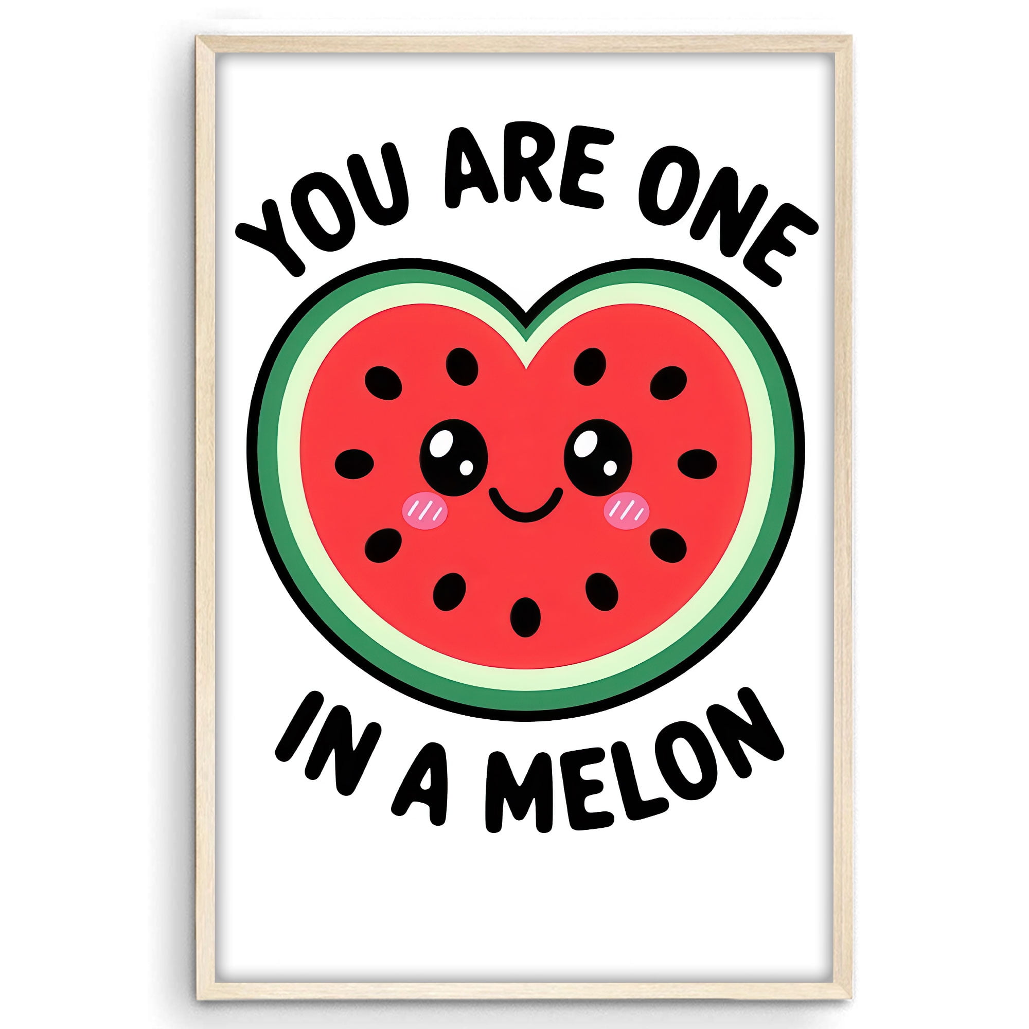 Eastern Print One in a Melon Art - Cute Watermelon Pun Wall Print for ...