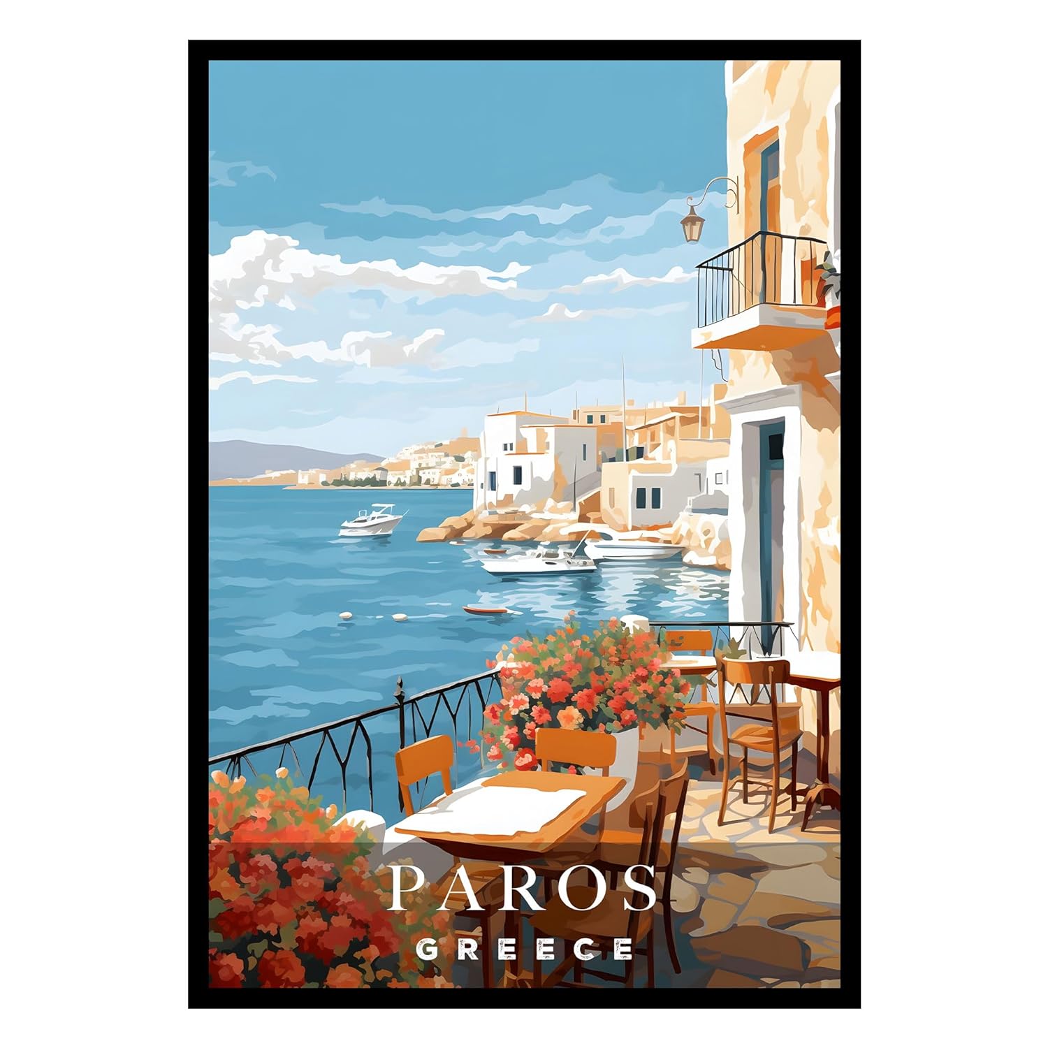 Eastern Print Paros Poster, Greece Poster, Paros Wall Art, Vintage ...