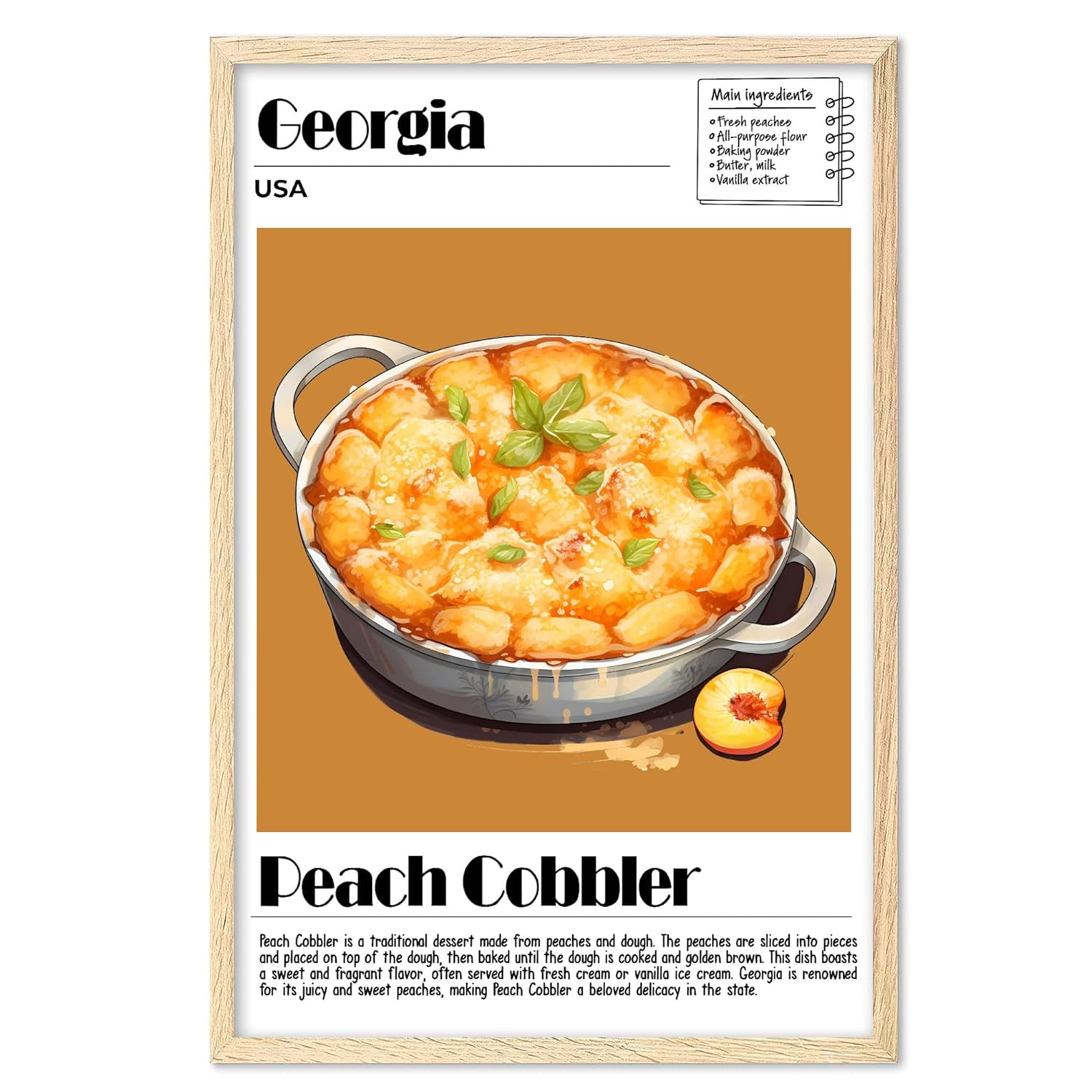 Eastern Print Peach Cobbler Poster, Food Wall Art, USA Food Print ...