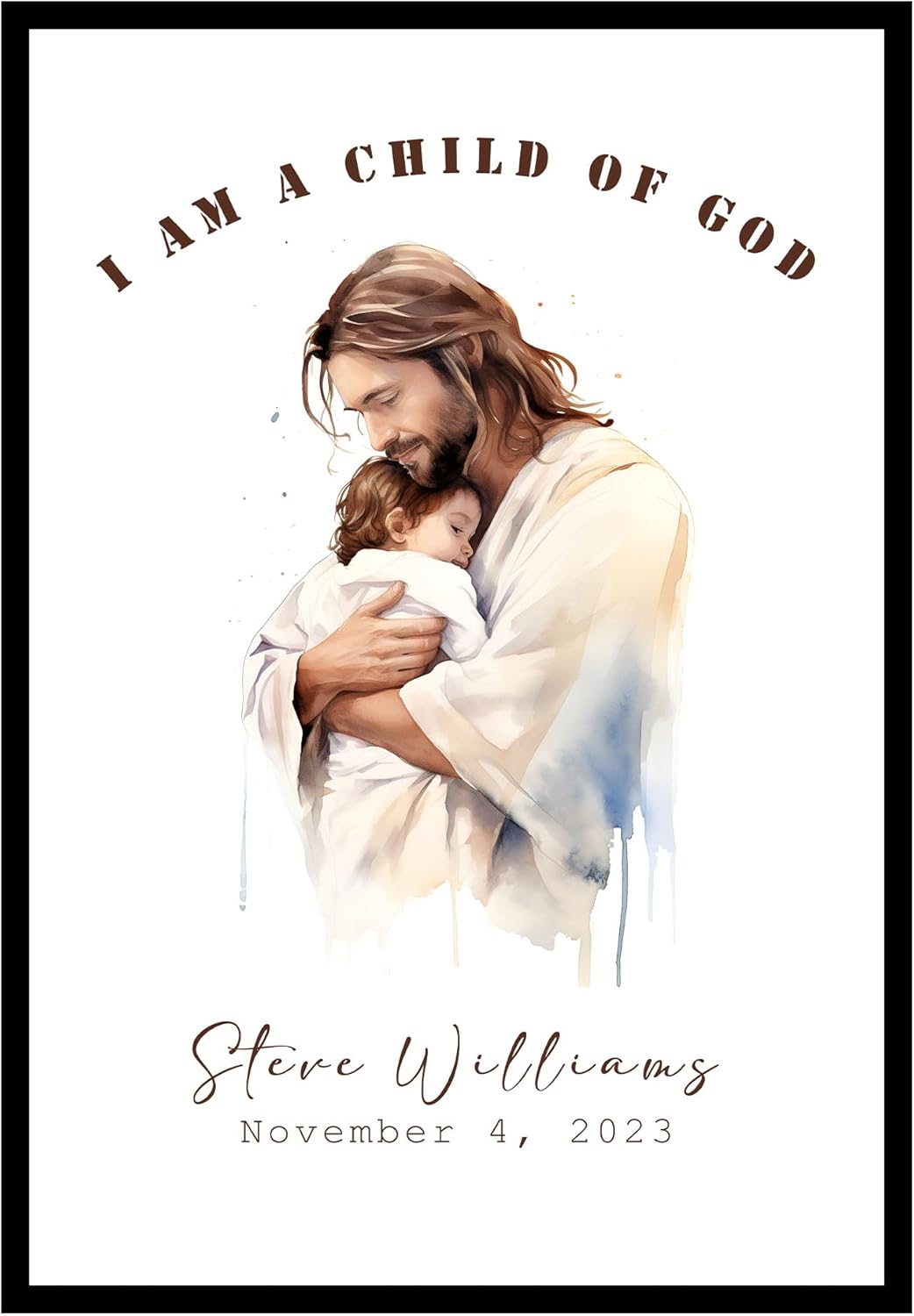 Eastern Print Personalized Christian Poster, Jesus Christ Holding Child ...