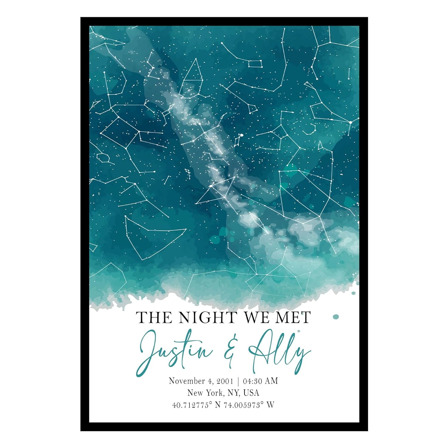 Eastern Print Personalized Star Map Poster, Custom Star Map Poster ...