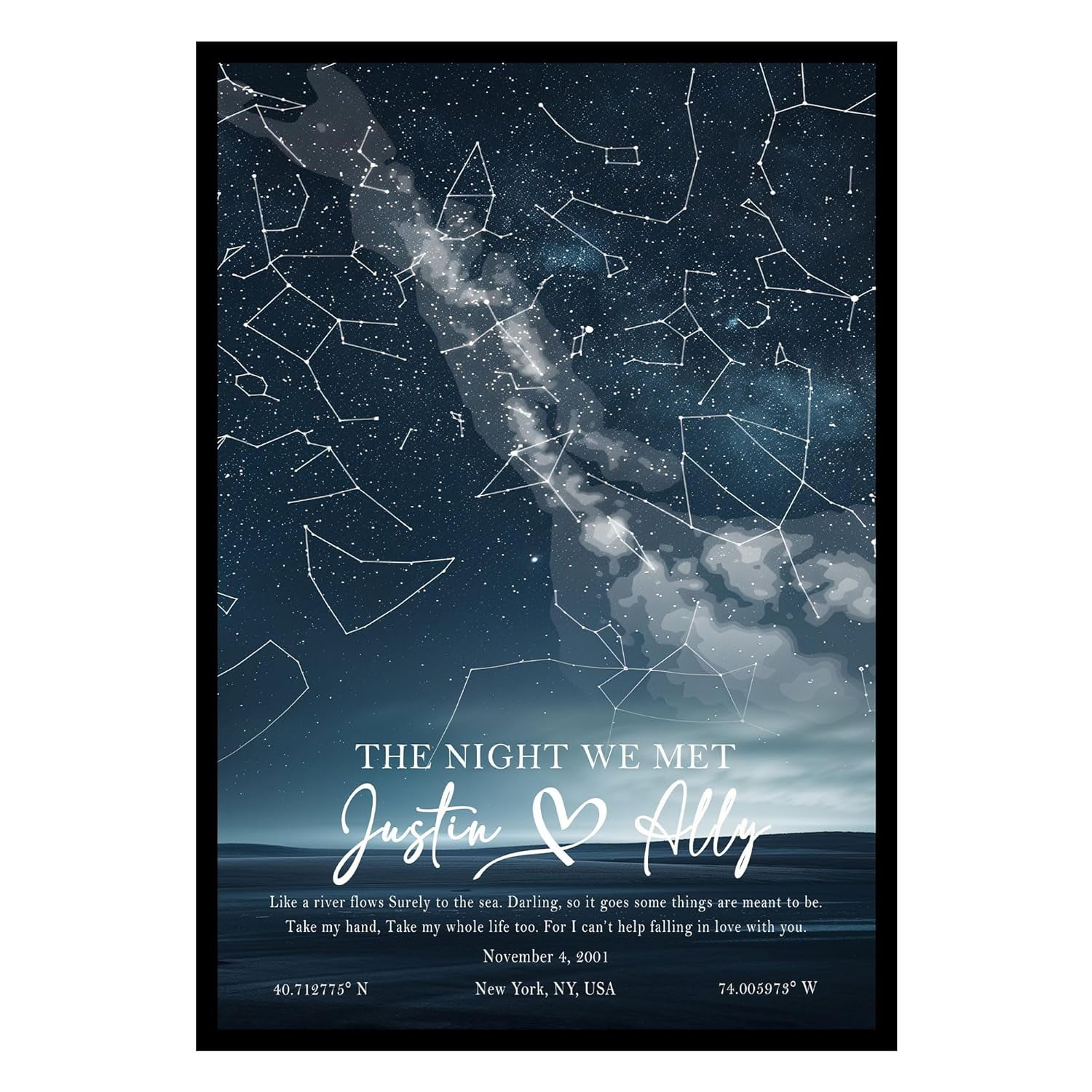 Eastern Print Personalized Star Map Poster, Custom Star Map Poster ...