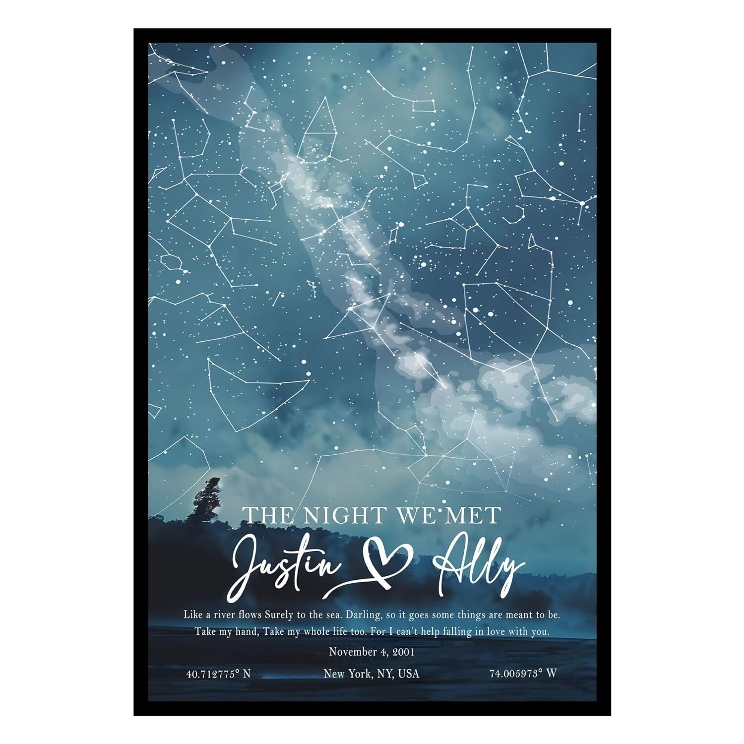 Eastern Print Personalized Star Map Poster, Custom Star Map Poster ...