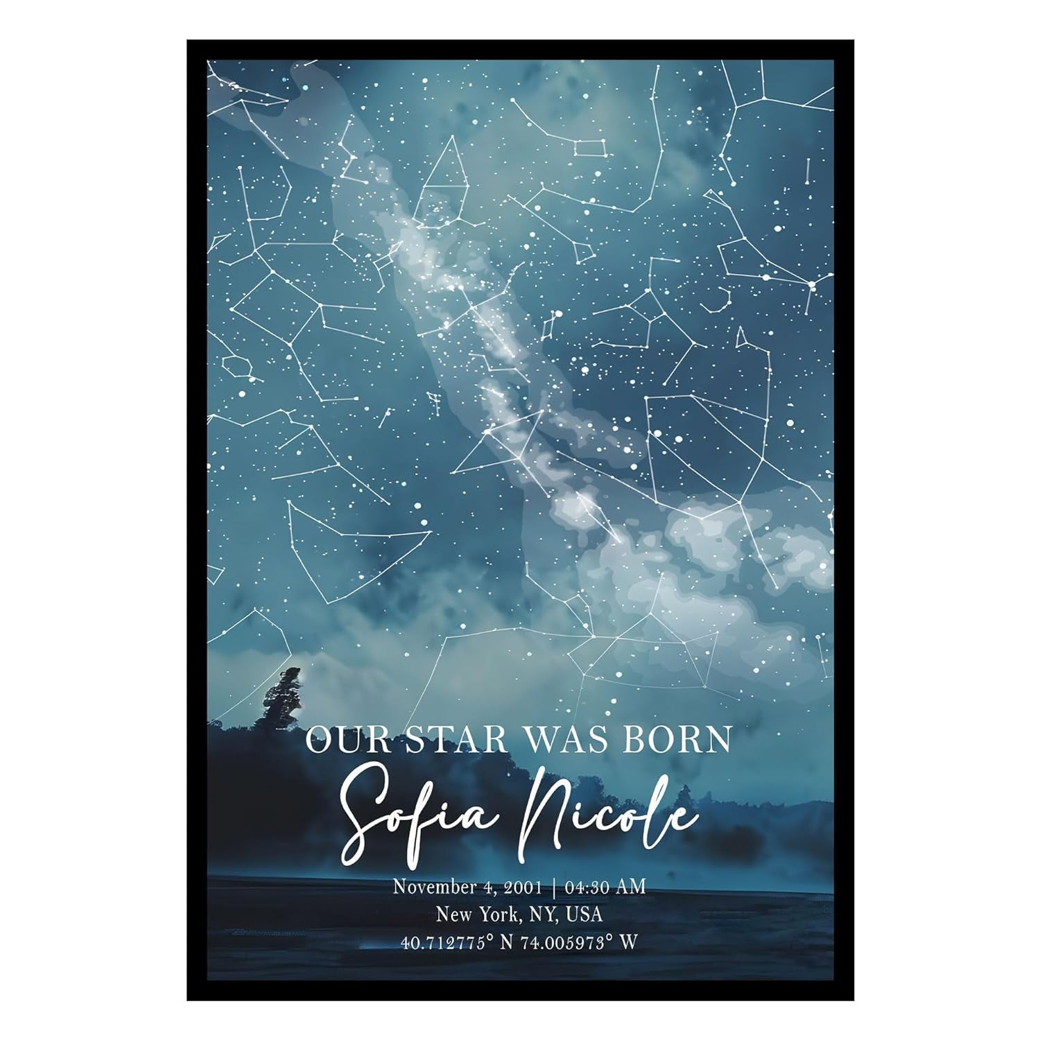 Eastern Print Personalized Star Map Poster, Custom Star Map Poster ...