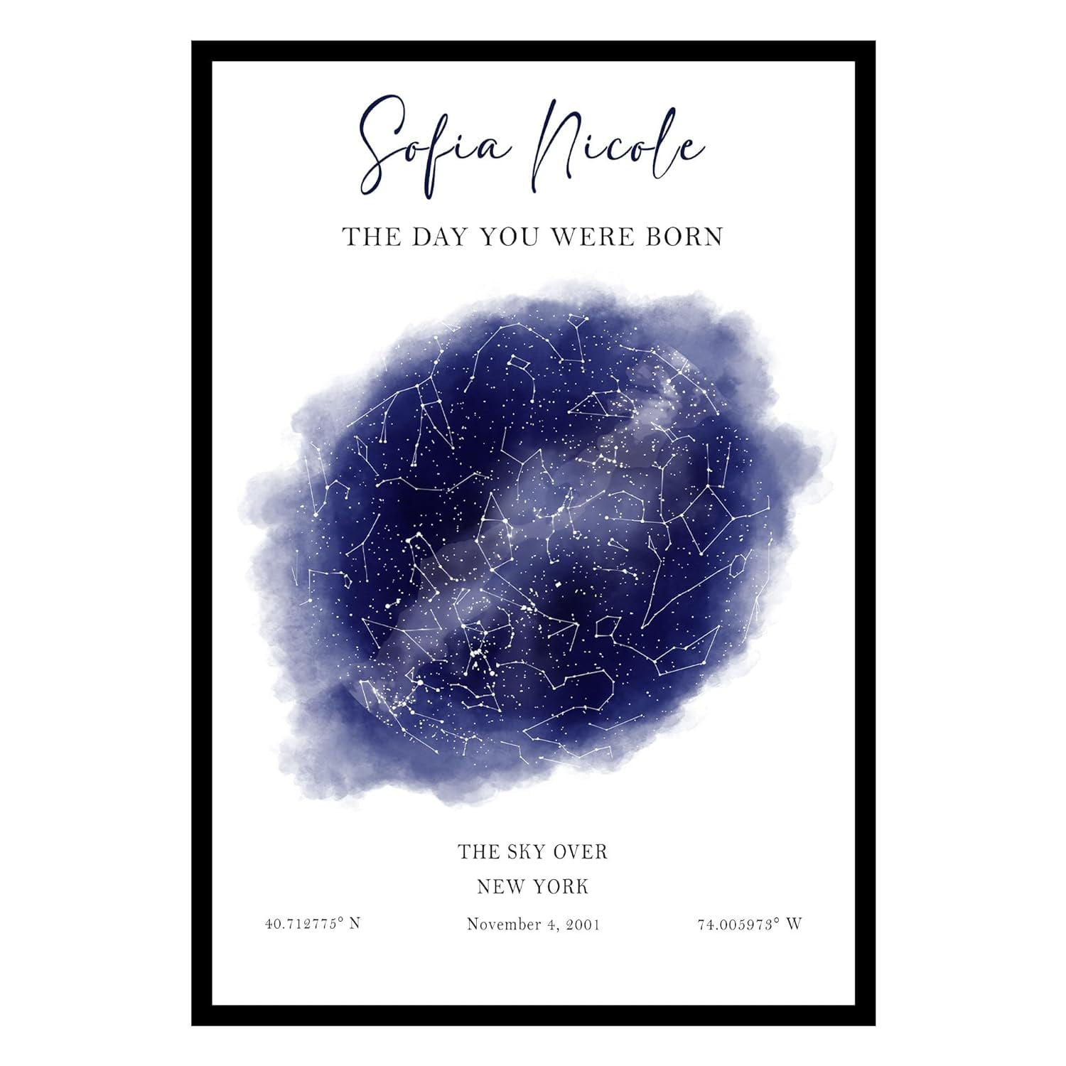 Eastern Print Personalized Star Map Poster, Custom Star Map Poster ...