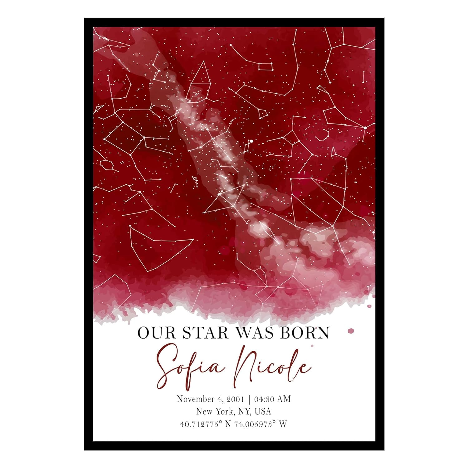 Eastern Print Personalized Star Map Poster, Custom Star Map Poster ...
