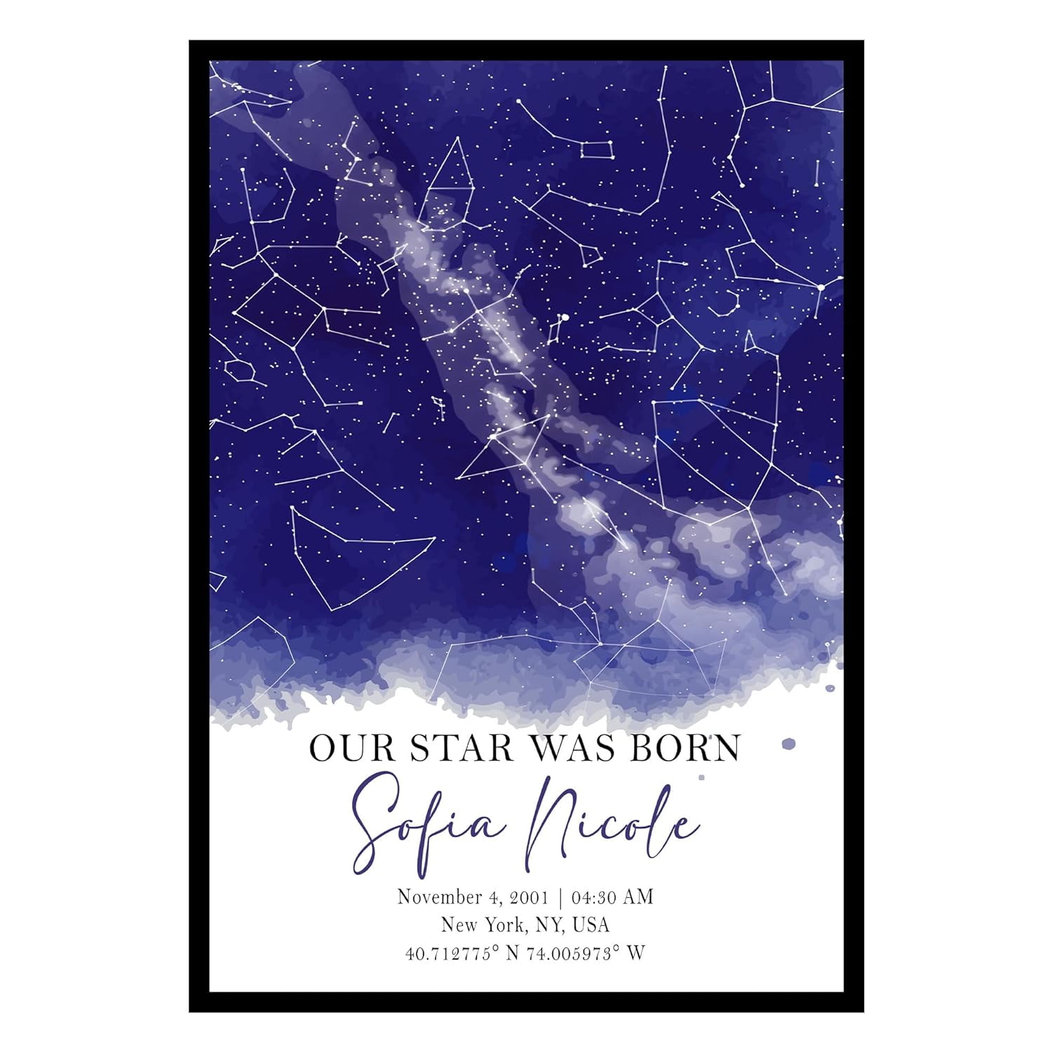 Eastern Print Personalized Star Map Poster, Custom Star Map Poster ...