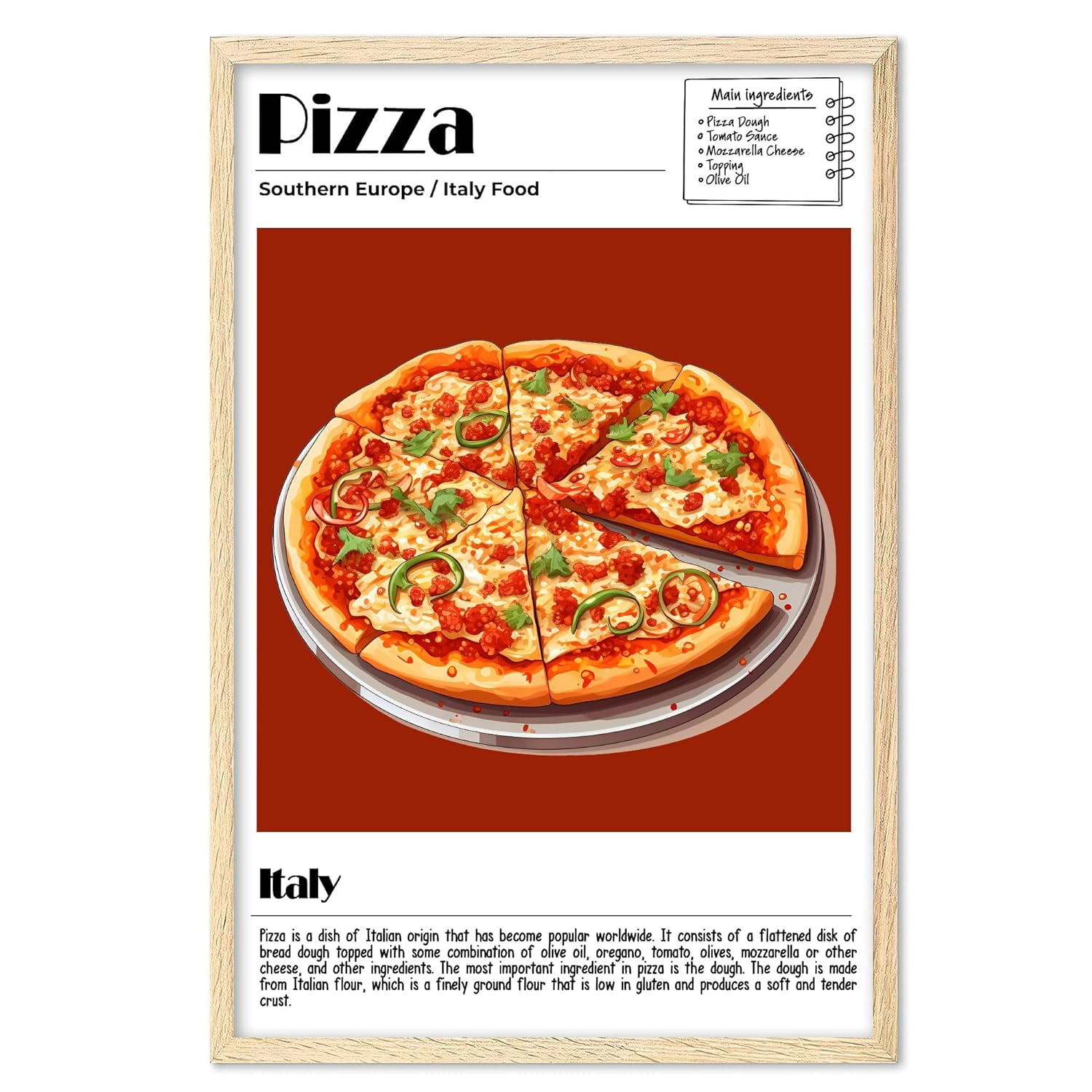 Eastern Print Pizza Poster, Food Wall Art, Italy Food Print, Modern ...