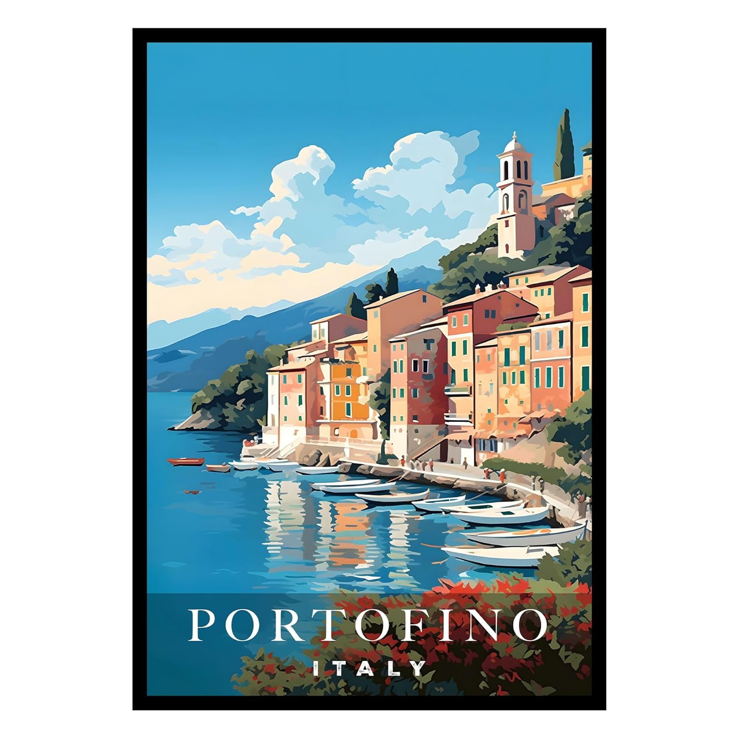 Eastern Print Portofino Poster, Italy Poster, Portofino Wall Art ...