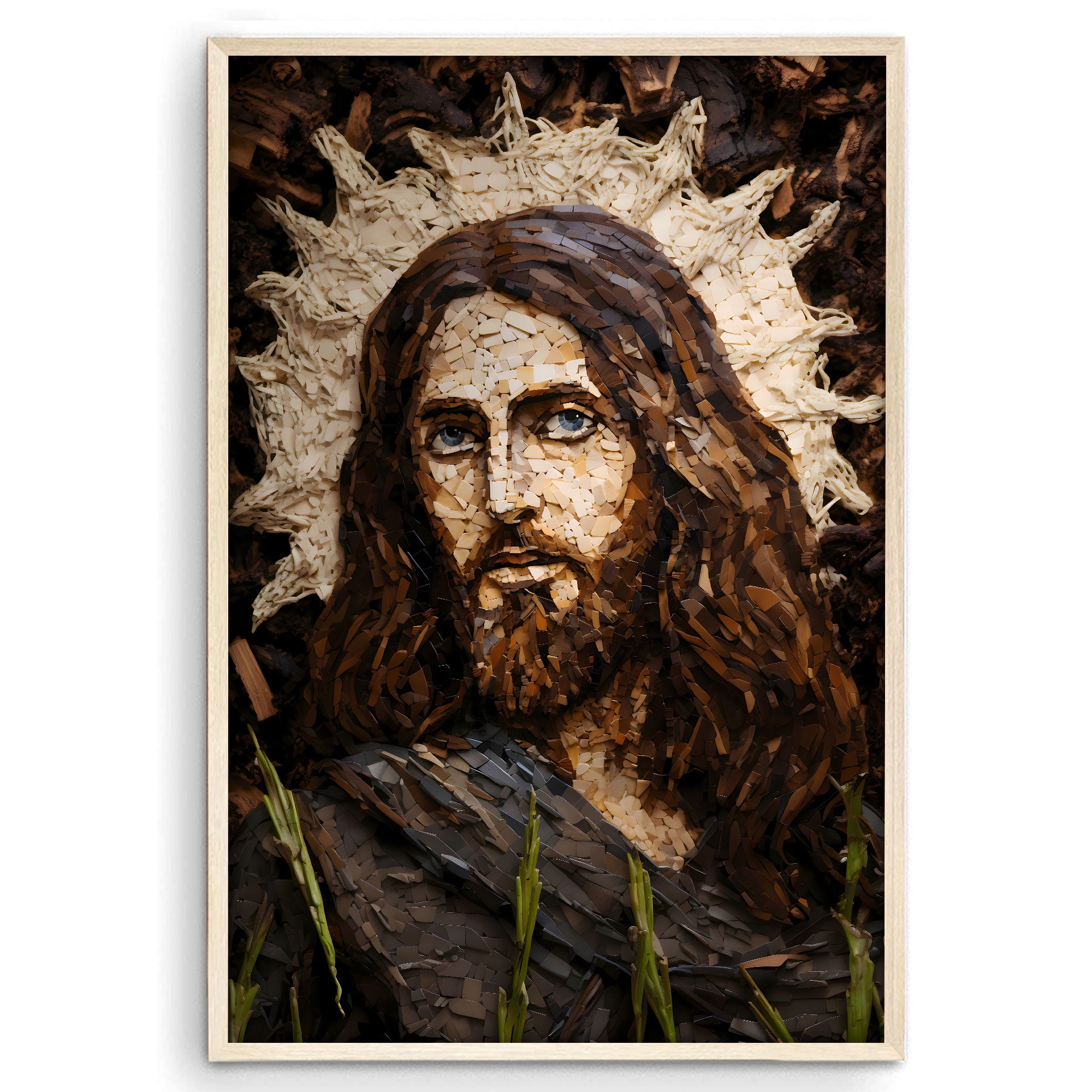 Eastern Print, Portrait Of Jesus Mosaic In Boho Style Poster, Christian ...