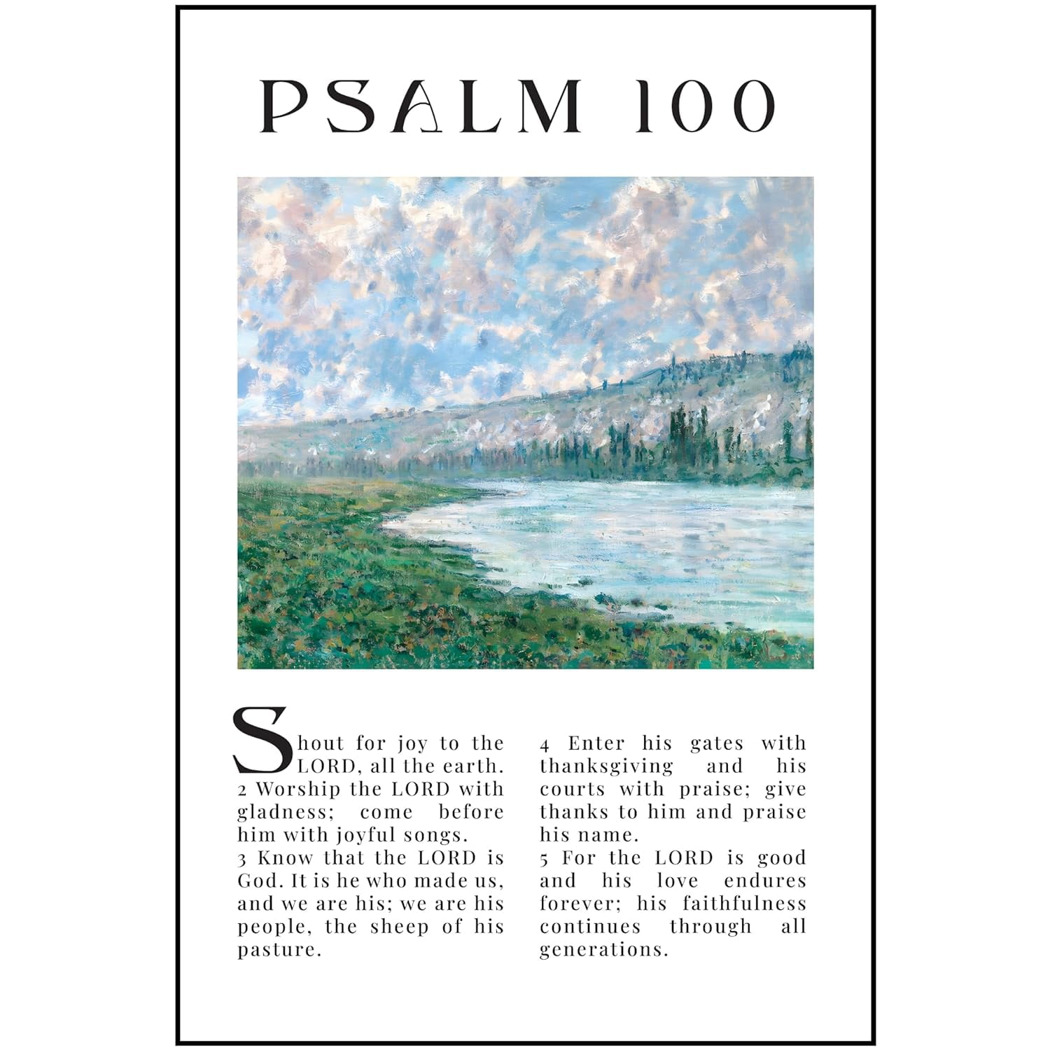 Eastern Print Psalm 100 Wall Art, Bible Verse Poster for Christians ...
