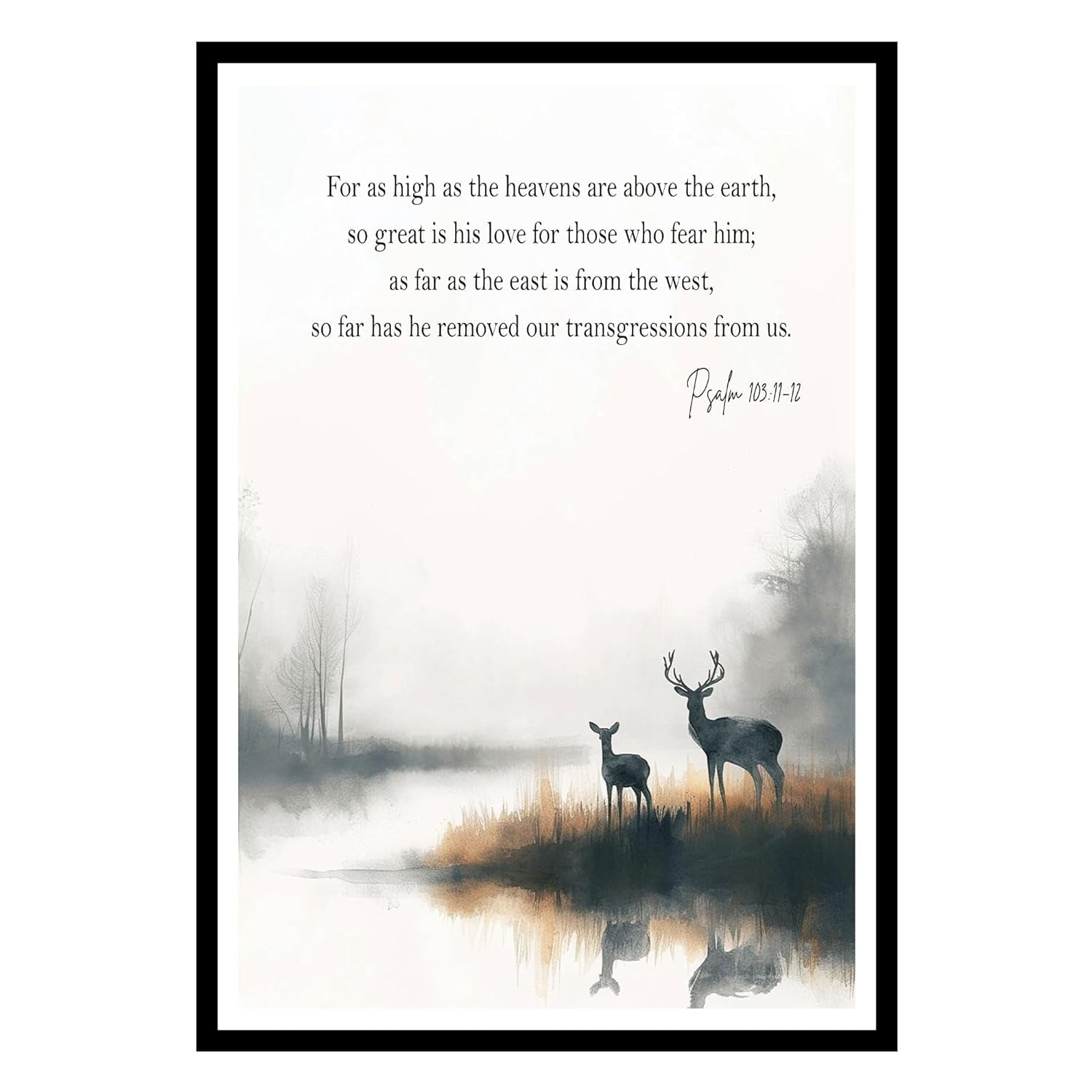 Eastern Print Psalm 103:11-12 Wall Art, Bible Verse Poster for ...