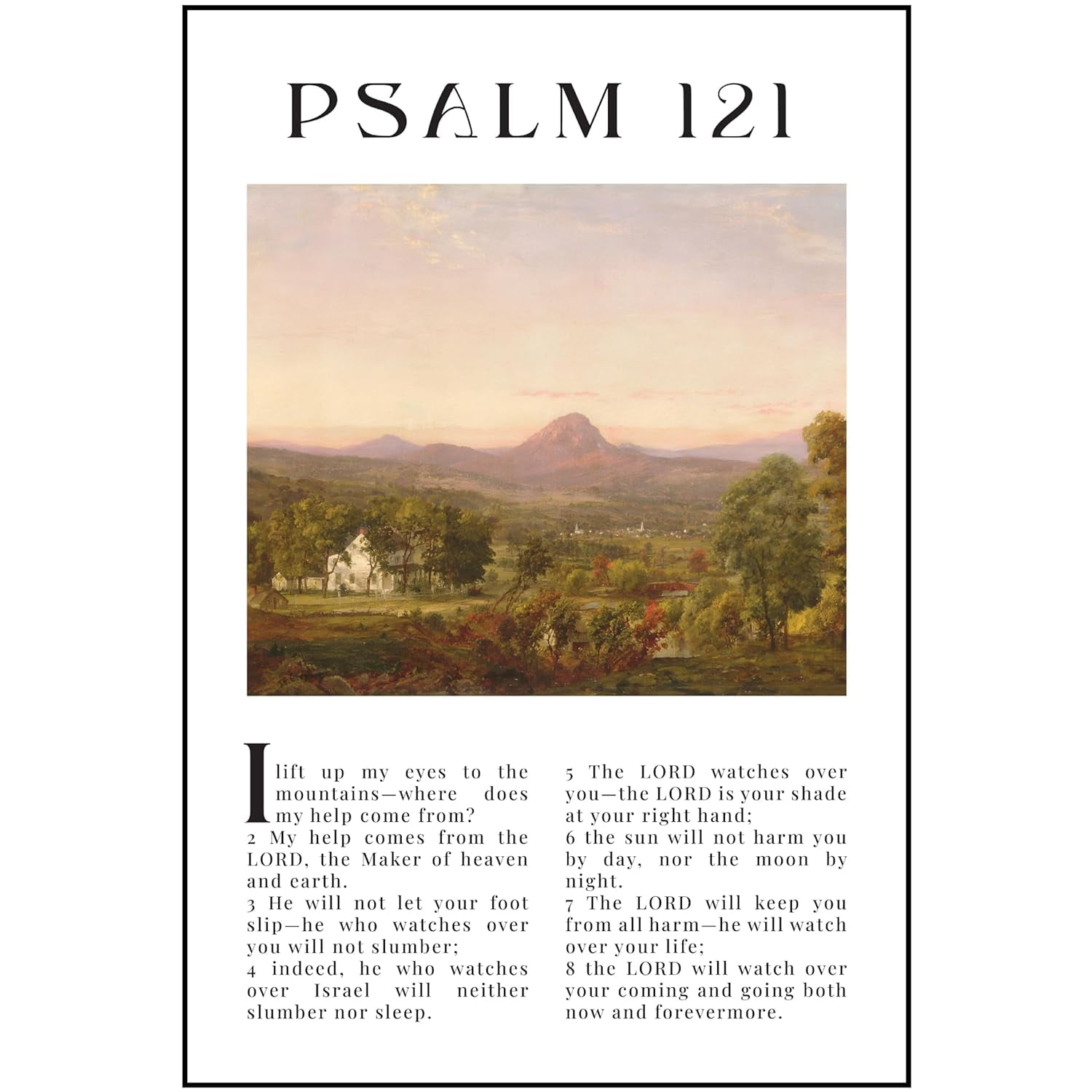 Eastern Print Psalm 121 Wall Art, Bible Verse Poster for Christians ...