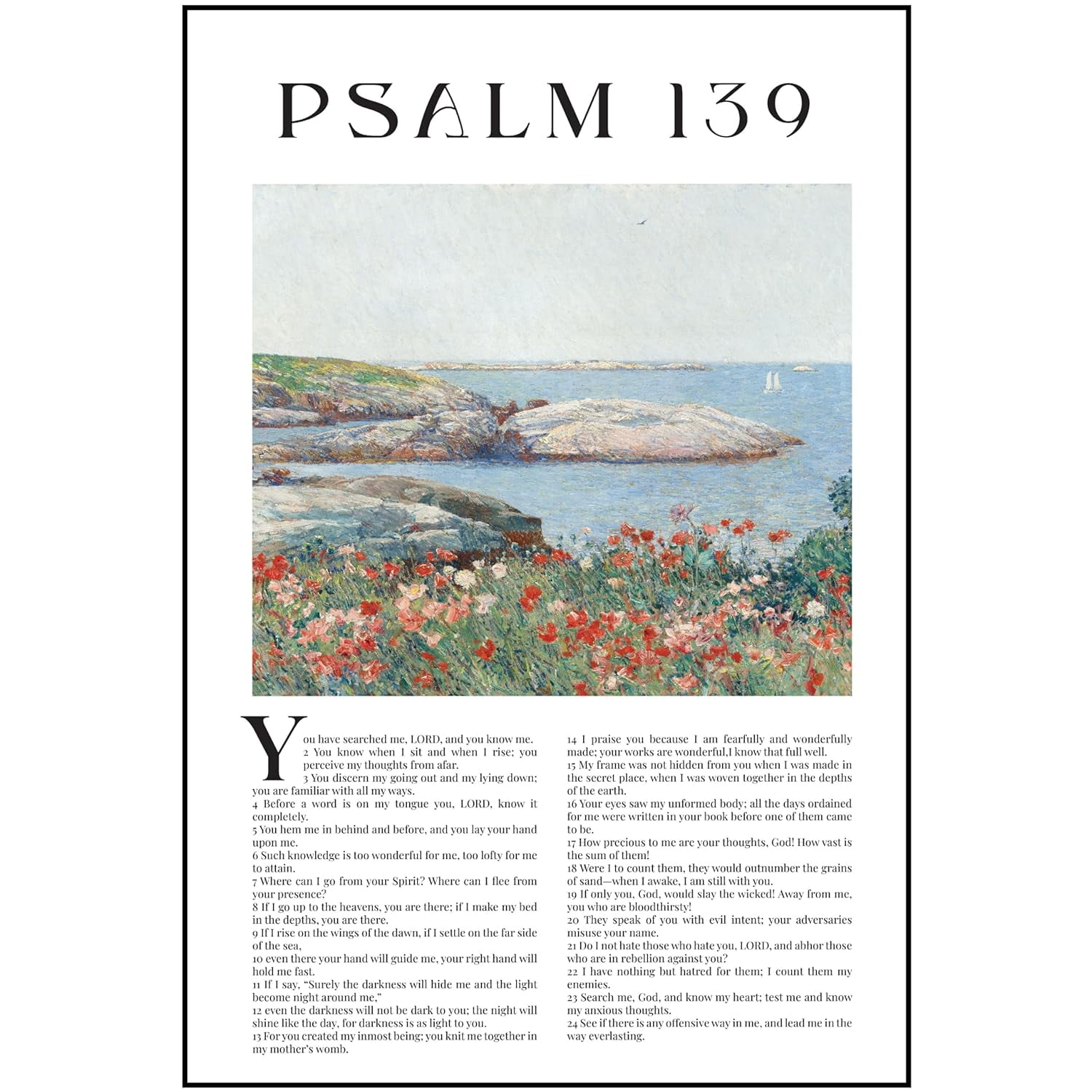 Eastern Print Psalm 139 Wall Art, Bible Verse Poster for Christians ...
