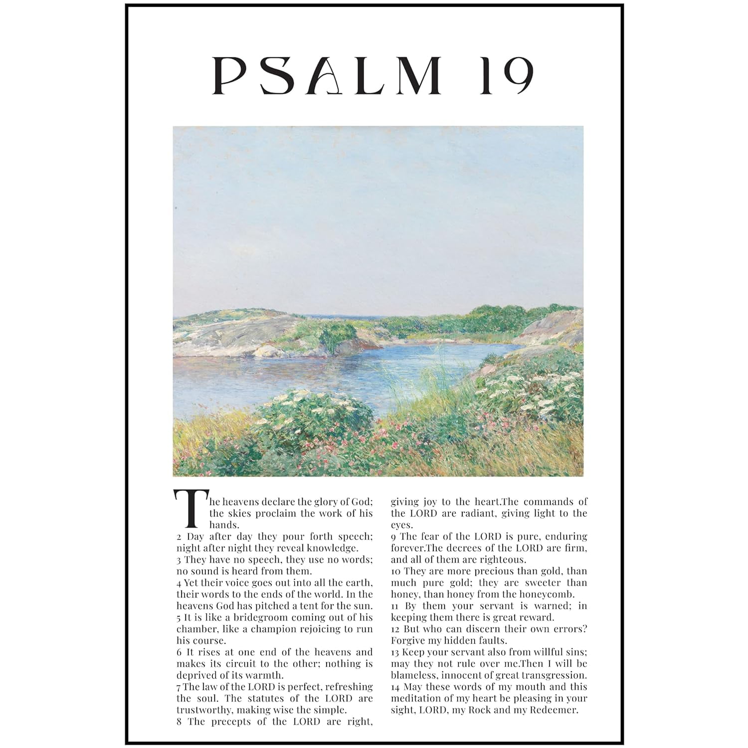 Eastern Print Psalm 19 Wall Art, Bible Verse Poster for Christians ...