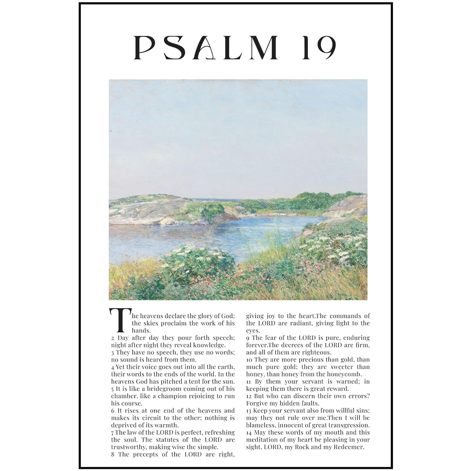 Eastern Print Psalm 19 Wall Art, Bible Verse Poster for Christians ...