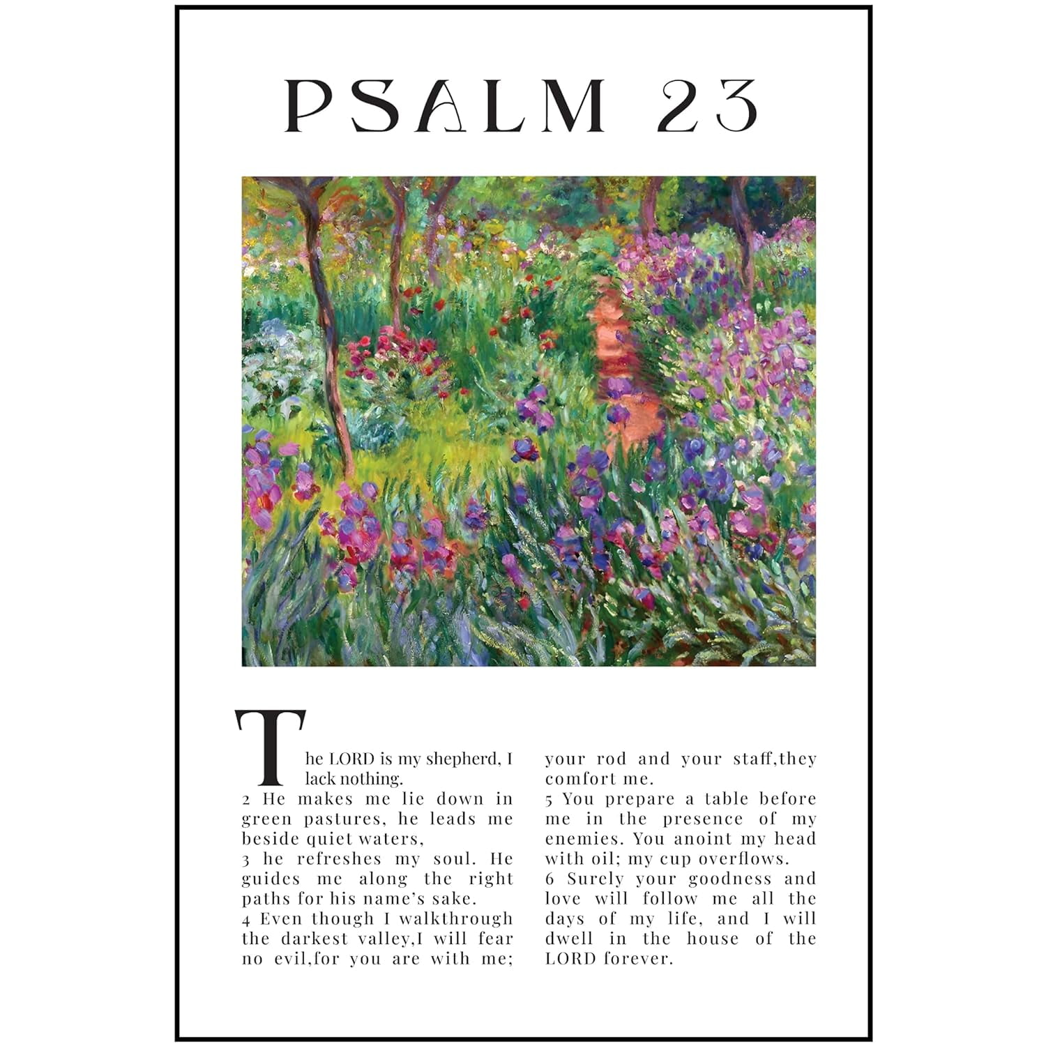 Eastern Print Psalm 23 Wall Art, Bible Verse Poster for Christians ...