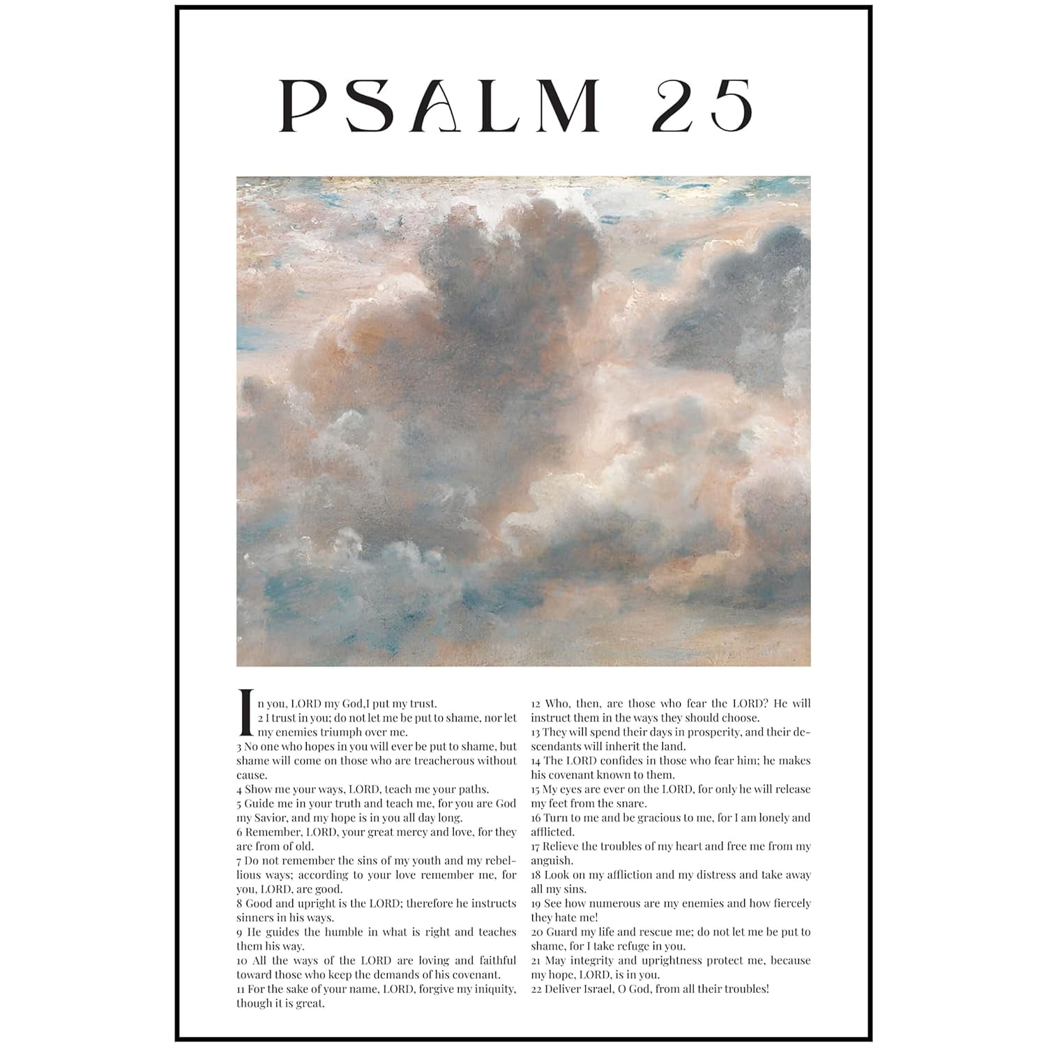 Eastern Print Psalm 25 Wall Art, Bible Verse Poster for Christians ...