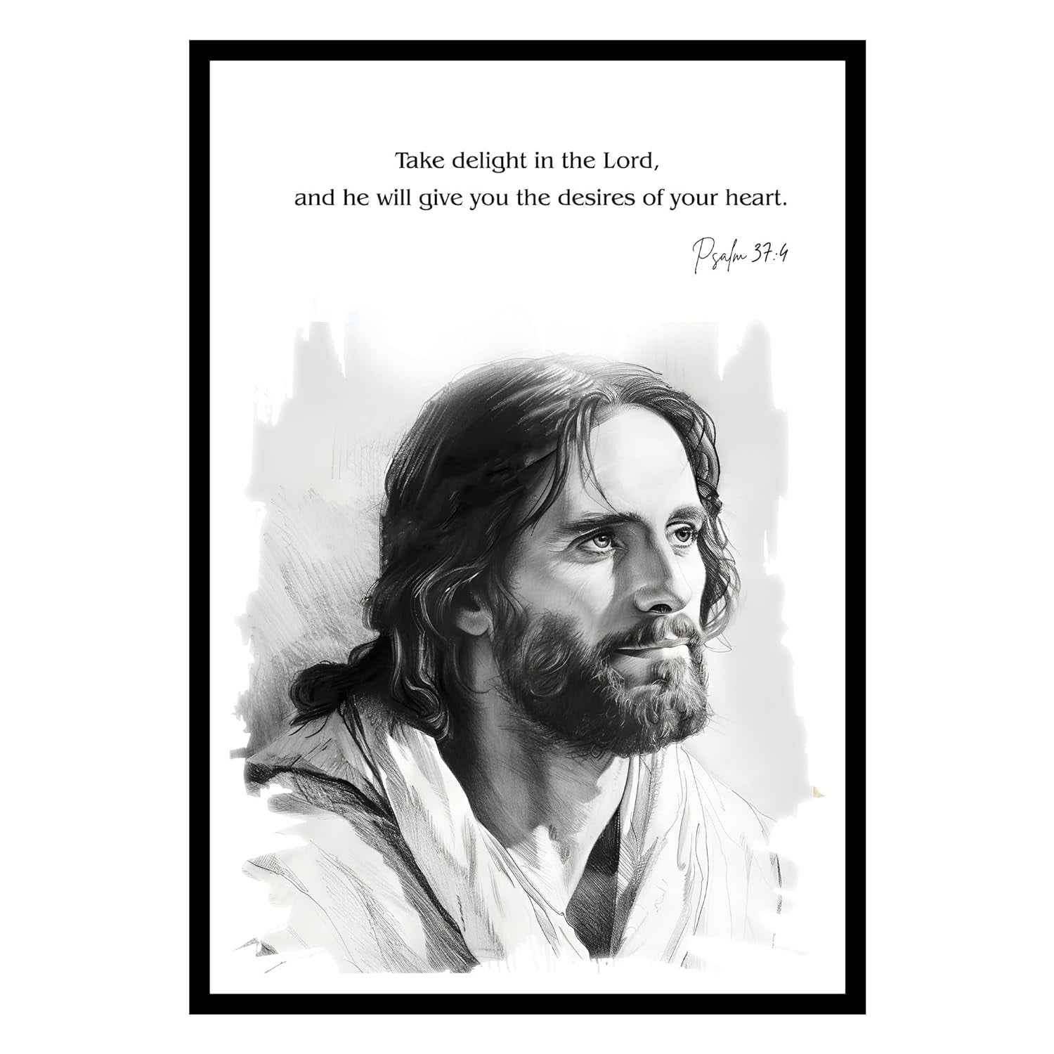 Eastern Print Psalm 37:4 Wall Art, Bible Verse Poster for Christians ...