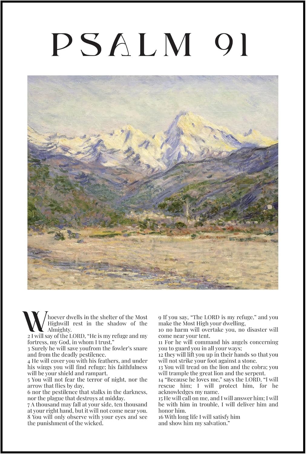 Eastern Print Psalm 91 Wall Art, Bible Verse Poster for Christians ...