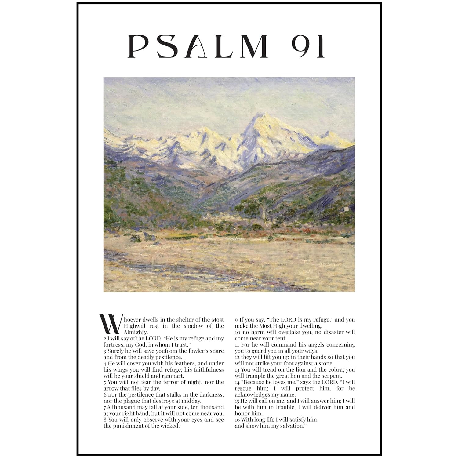 Eastern Print Psalm 91 Wall Art, Bible Verse Poster for Christians ...