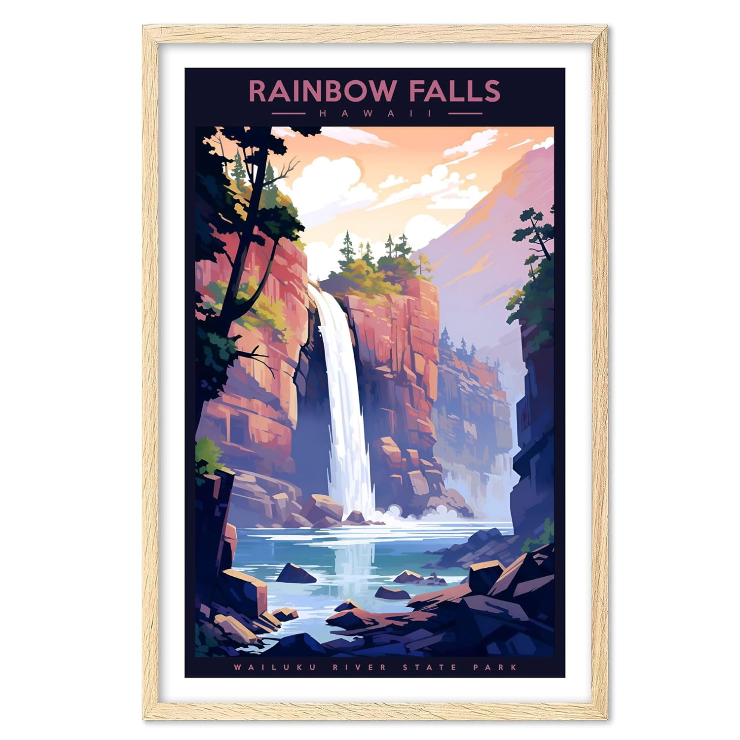 Eastern Print Rainbow Falls Poster, Wailuku River State Park Poster ...